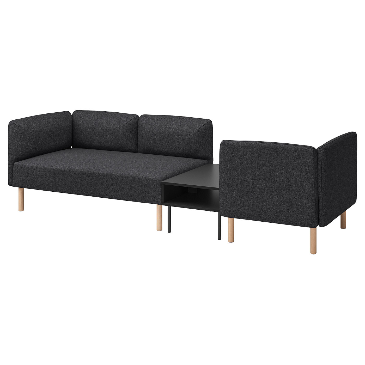 LILLEHEM 3-seat modular sofa with side table Gunnared/dark grey wood - IKEA