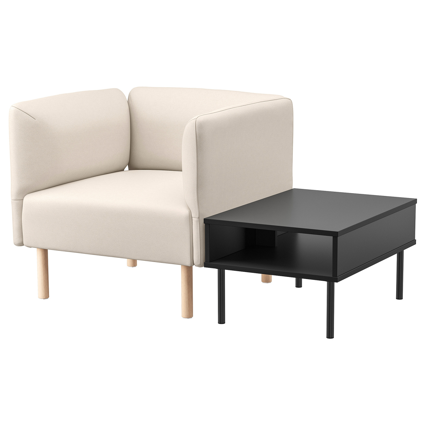 LILLEHEM armchair with side table Vissle beige/wood - IKEA