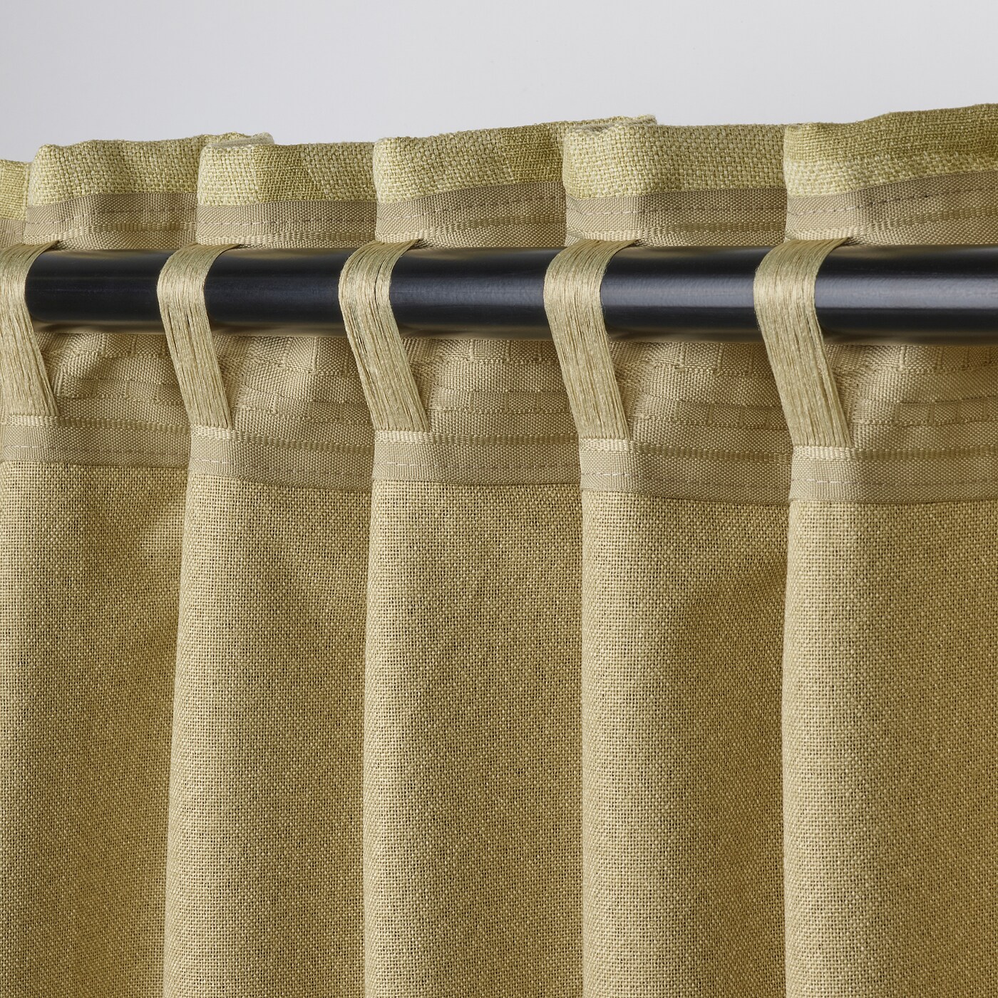 LÖNNSTÄVMAL block-out curtains, 1 pair light olive-green/with heading ...