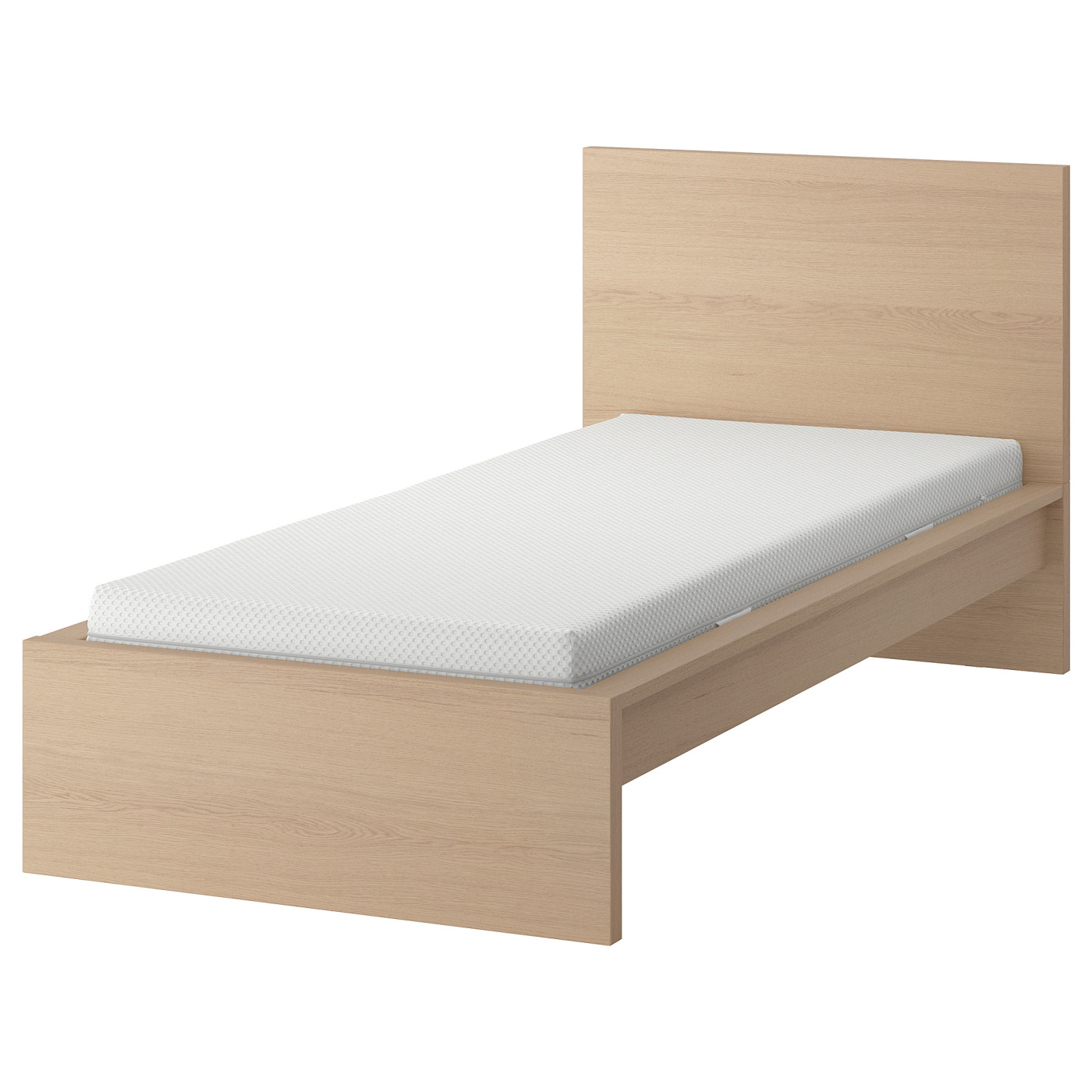 MALM bed frame with mattress white stained oak veneer/Åbygda firm - IKEA