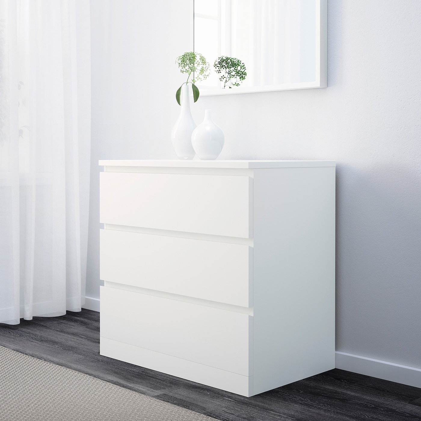 MALM bedroom furniture set of 3 white IKEA
