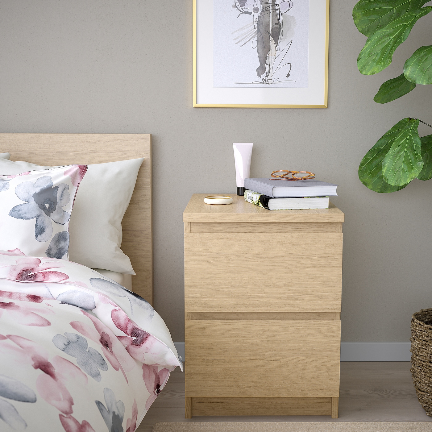 Ikea malm dresser white stained oak store