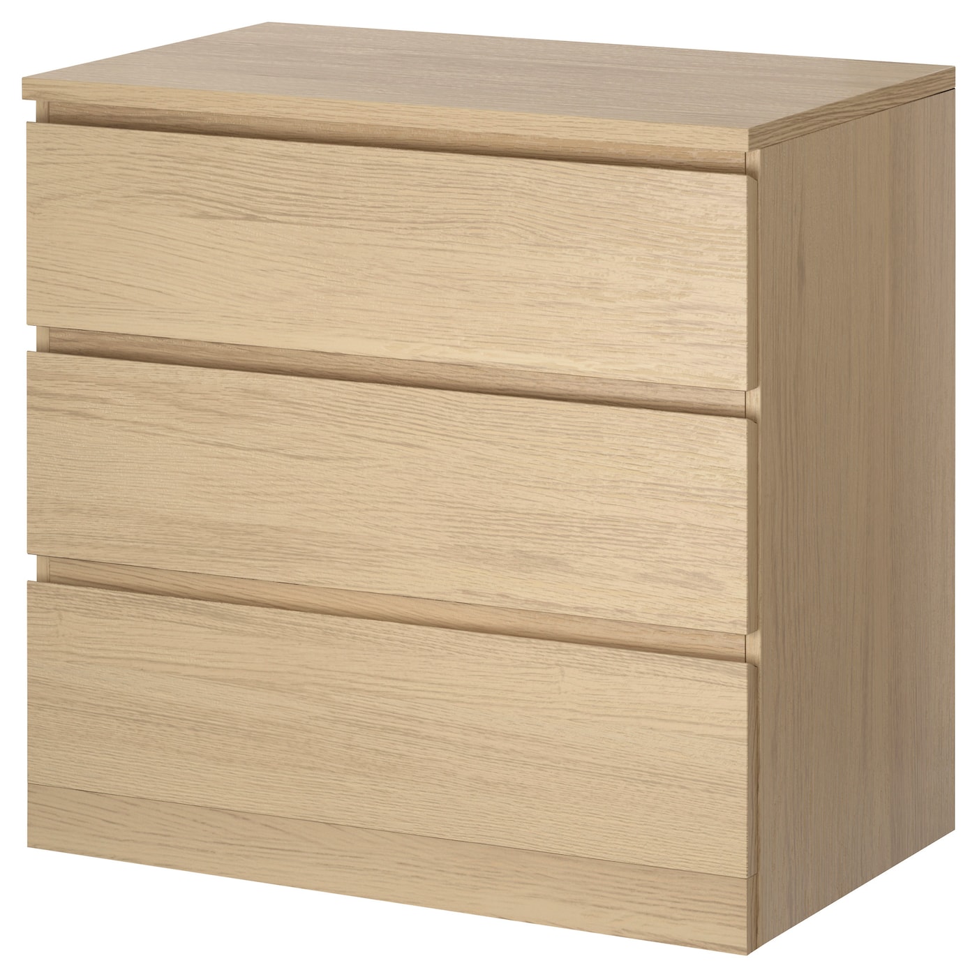 MALM chest of 3 drawers white stained oak veneer IKEA