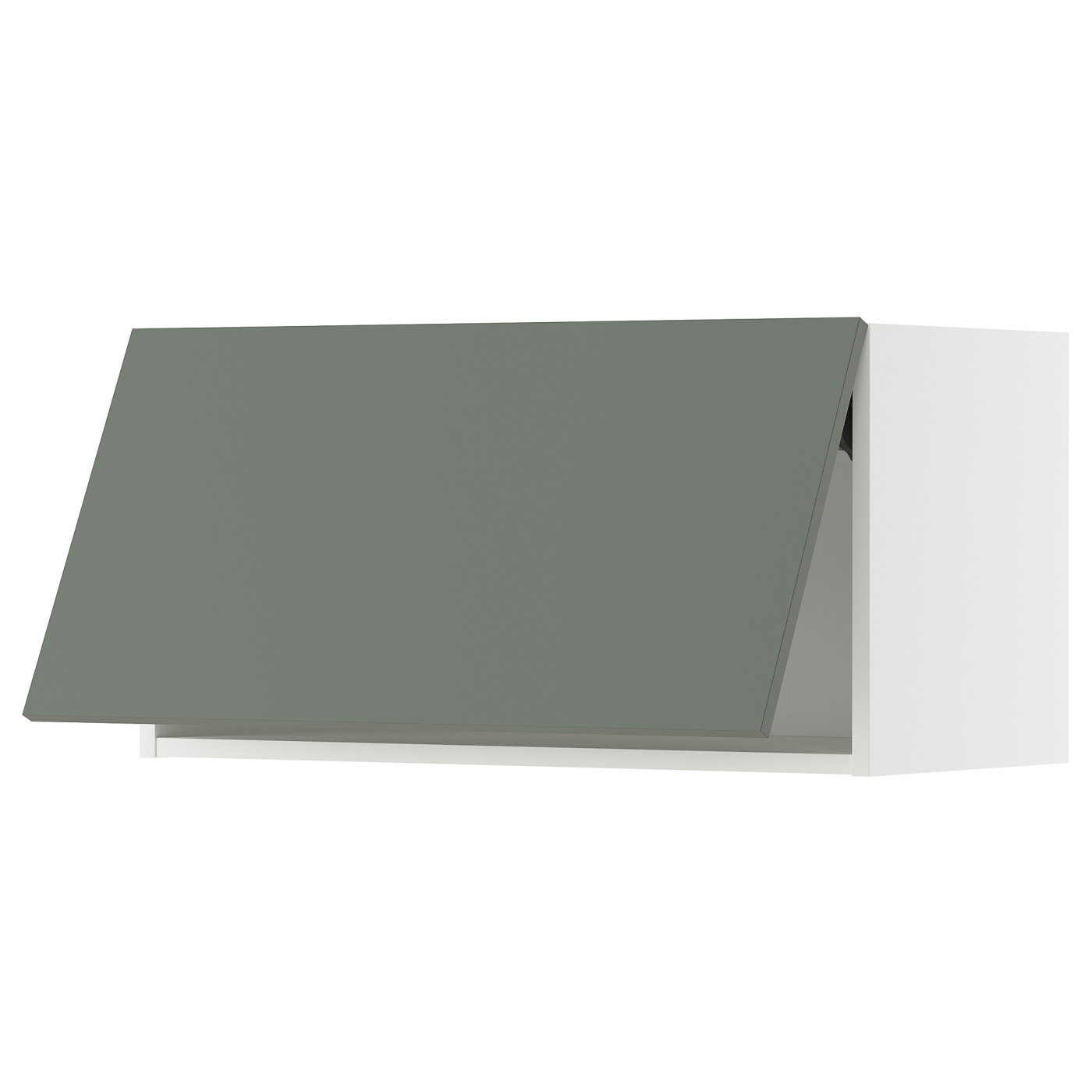 METOD wall cabinet horizontal w push-open white/Nickebo matt grey-green ...