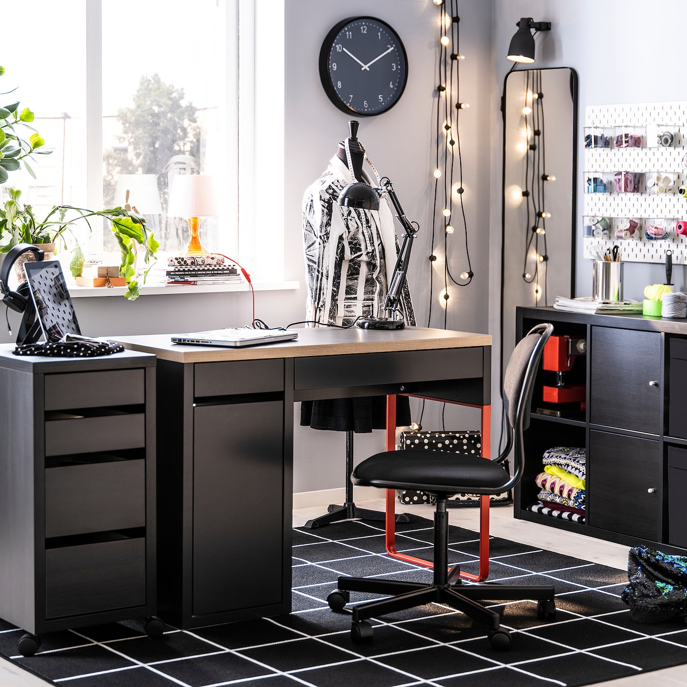 MICKE drawer unit on castors black brown IKEA
