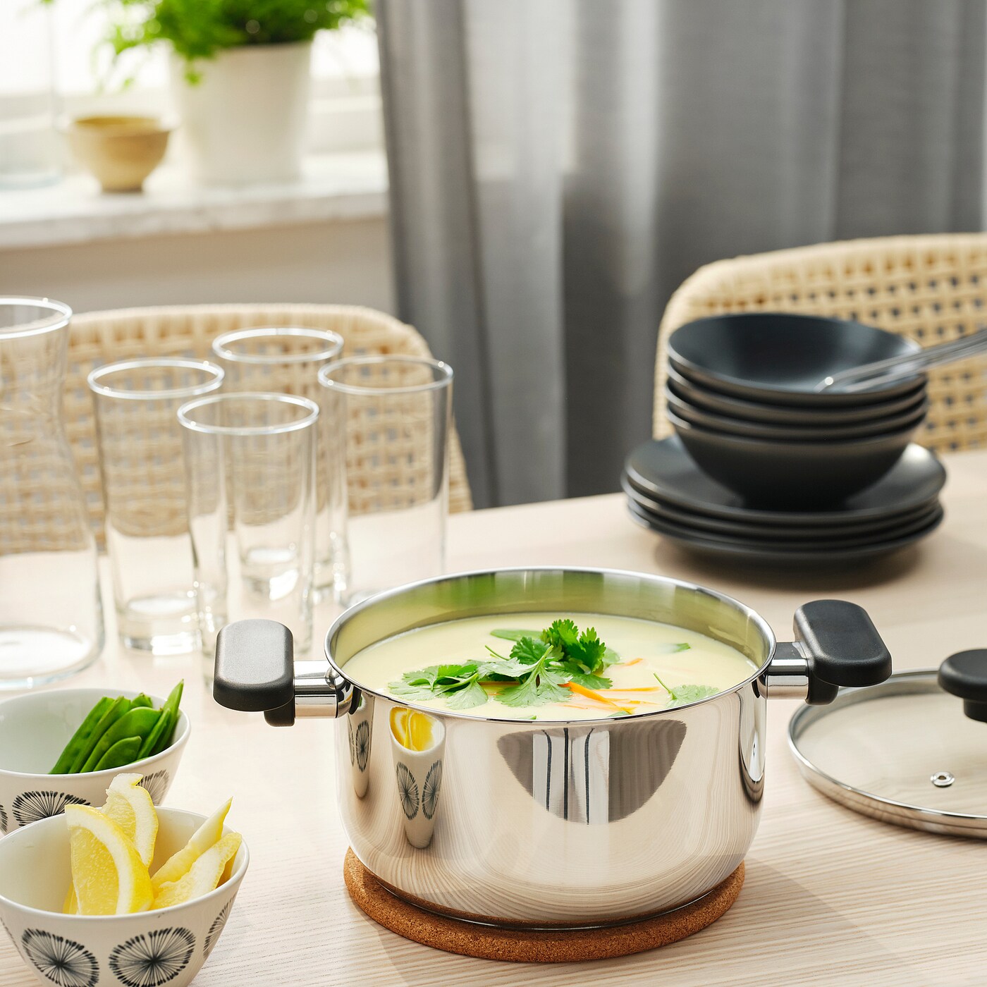 MIDDAGSMAT pot with lid clear glass/stainless steel - IKEA