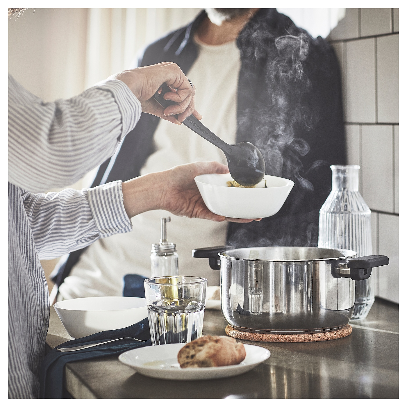 MIDDAGSMAT pot with lid clear glass/stainless steel - IKEA