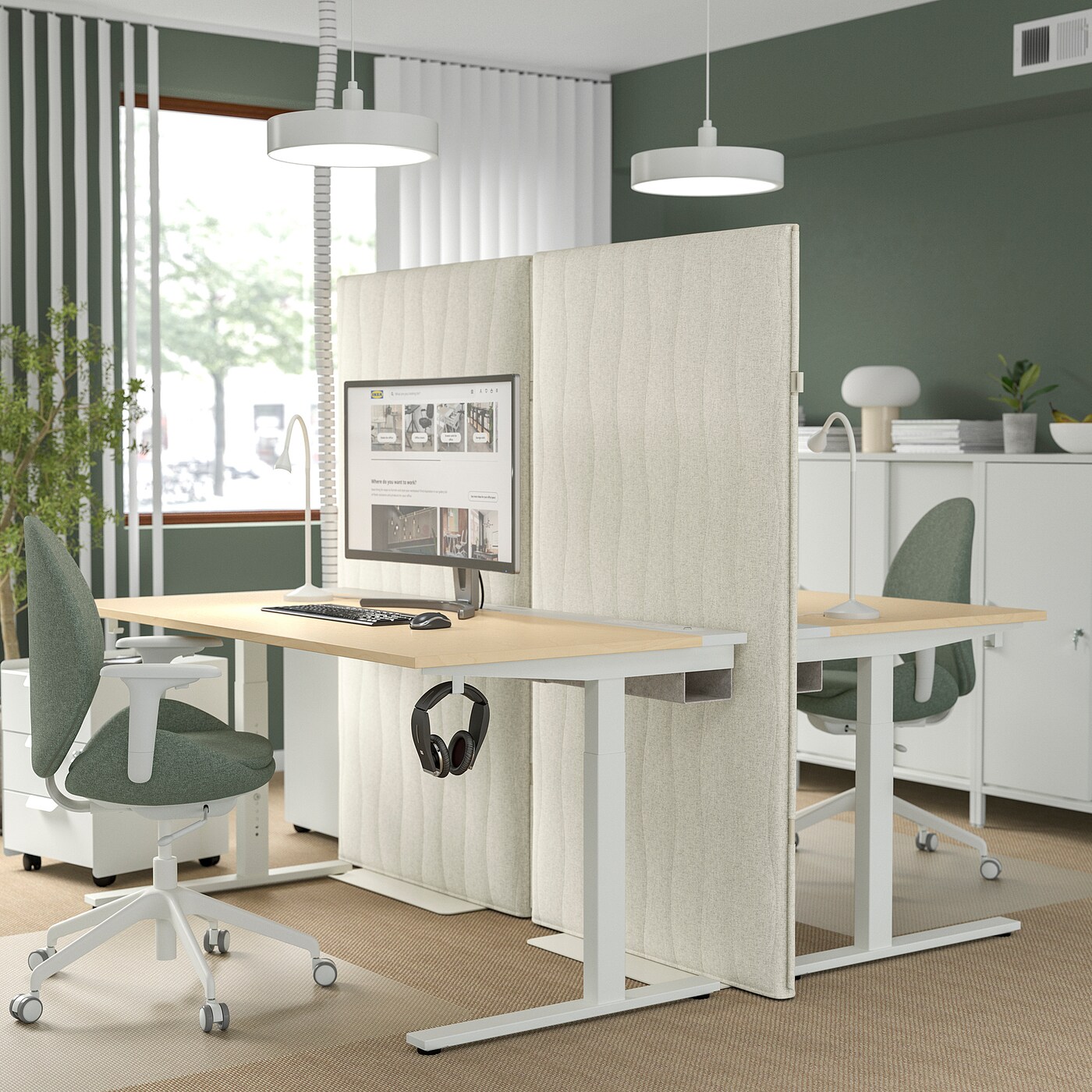 MITTZON acoustic screen, floor standing Gunnared beige - IKEA