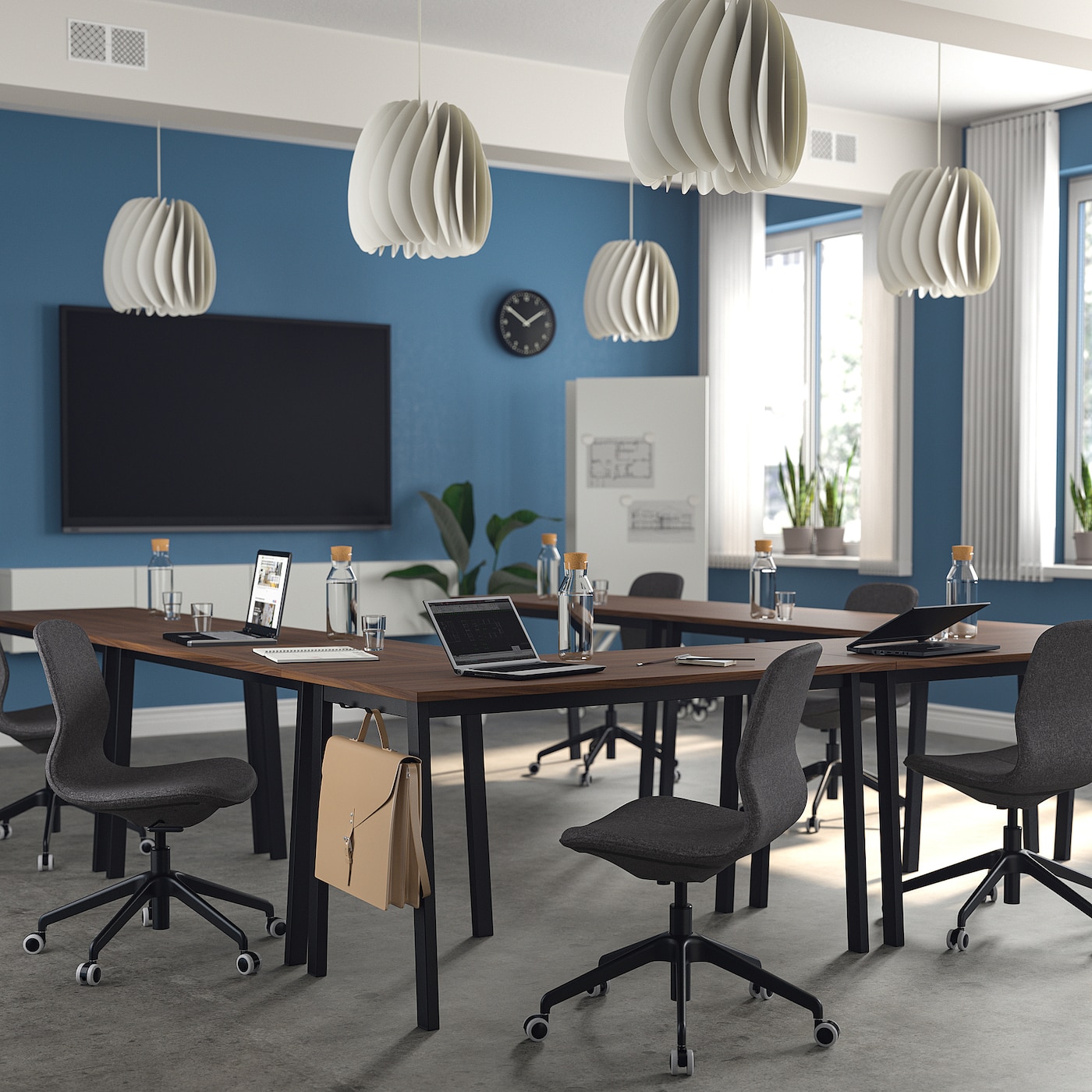 MITTZON conference table walnut veneer/black - IKEA