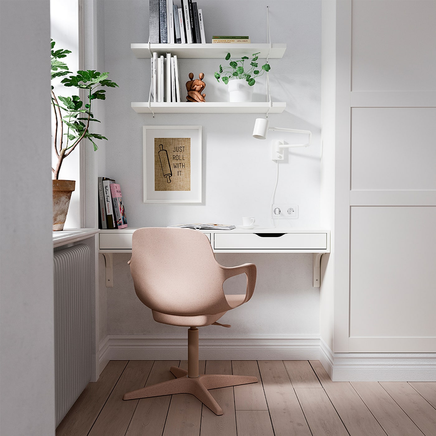ODGER swivel chair white beige IKEA