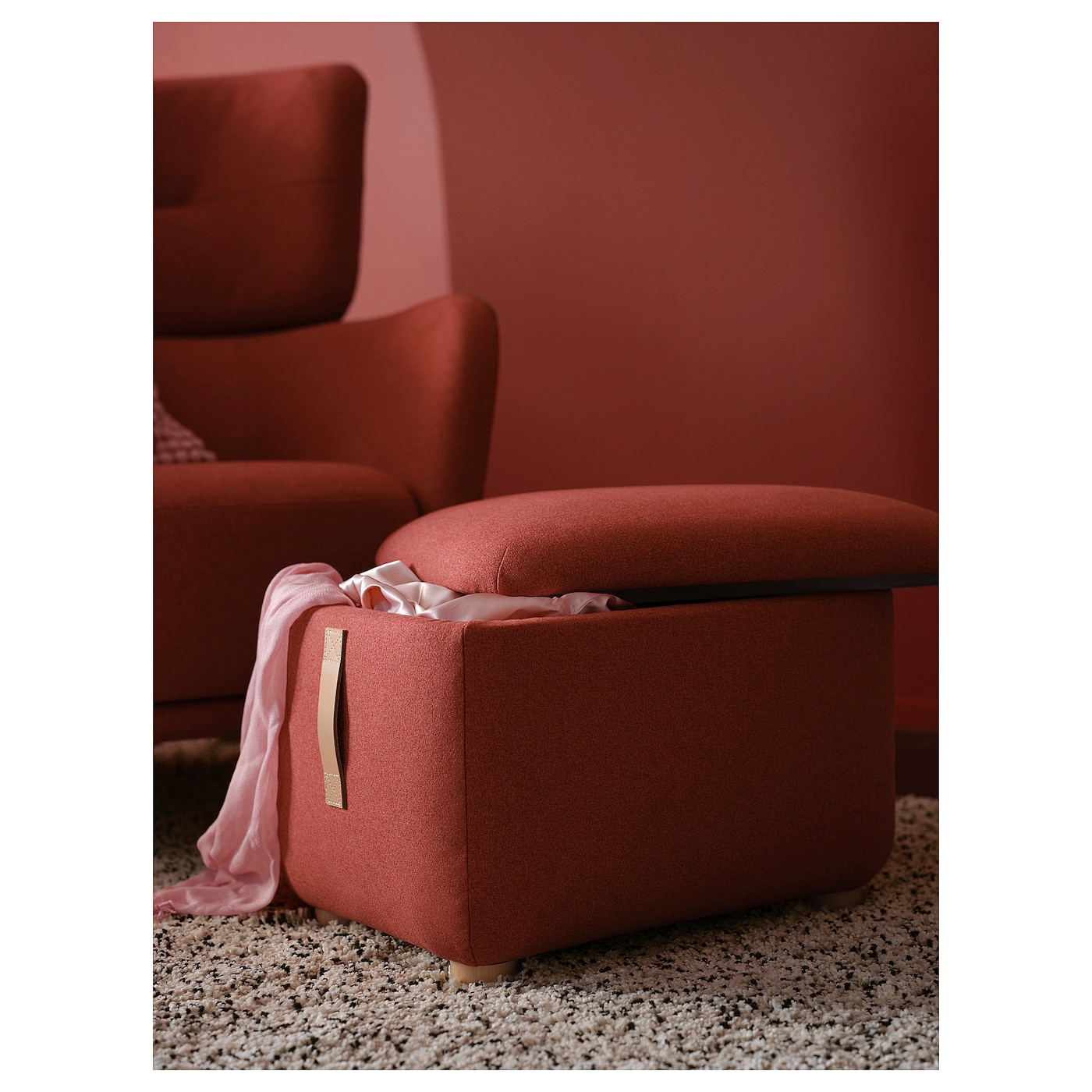 OSKARSHAMN footstool with storage Tonerud red IKEA