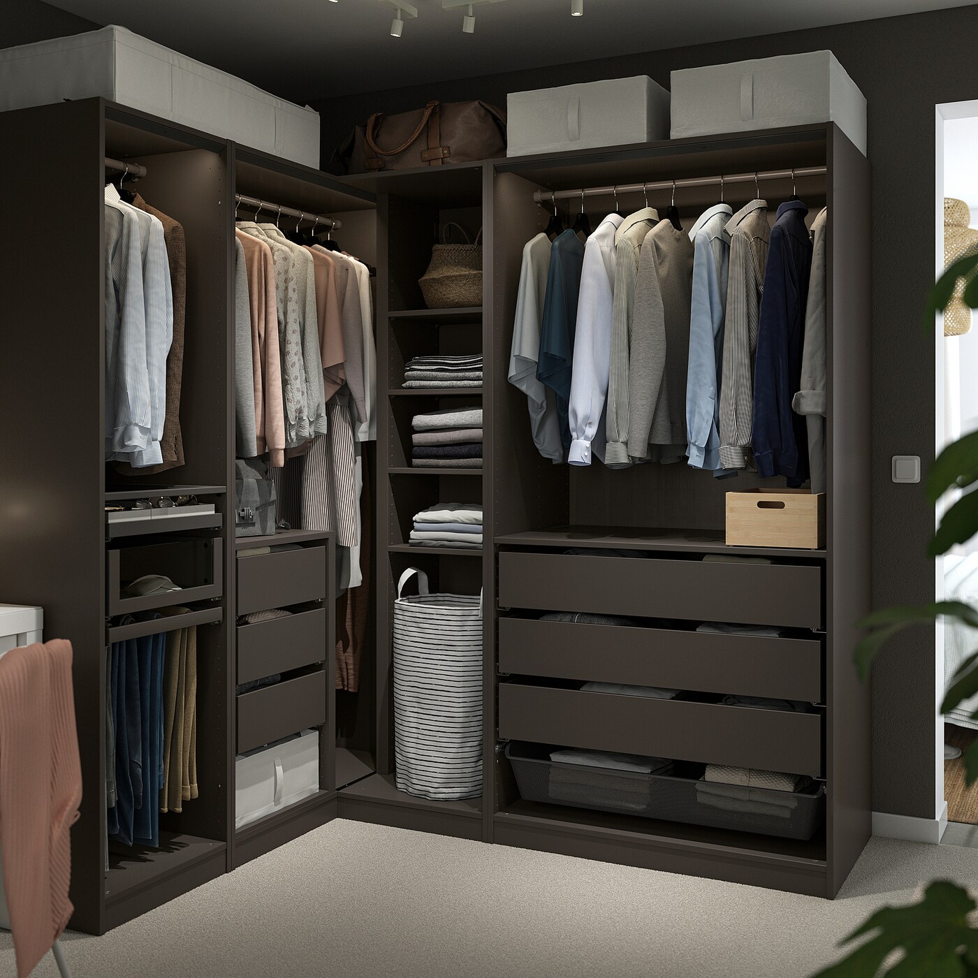 PAX corner wardrobe dark grey - IKEA