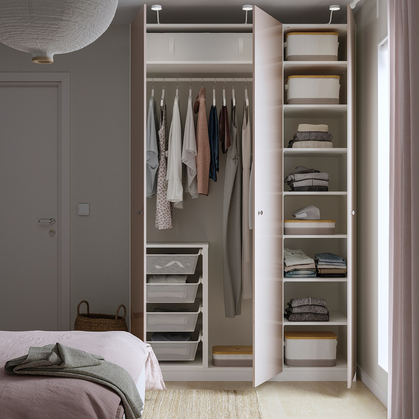 PAX FARDAL wardrobe white high gloss dark beige IKEA