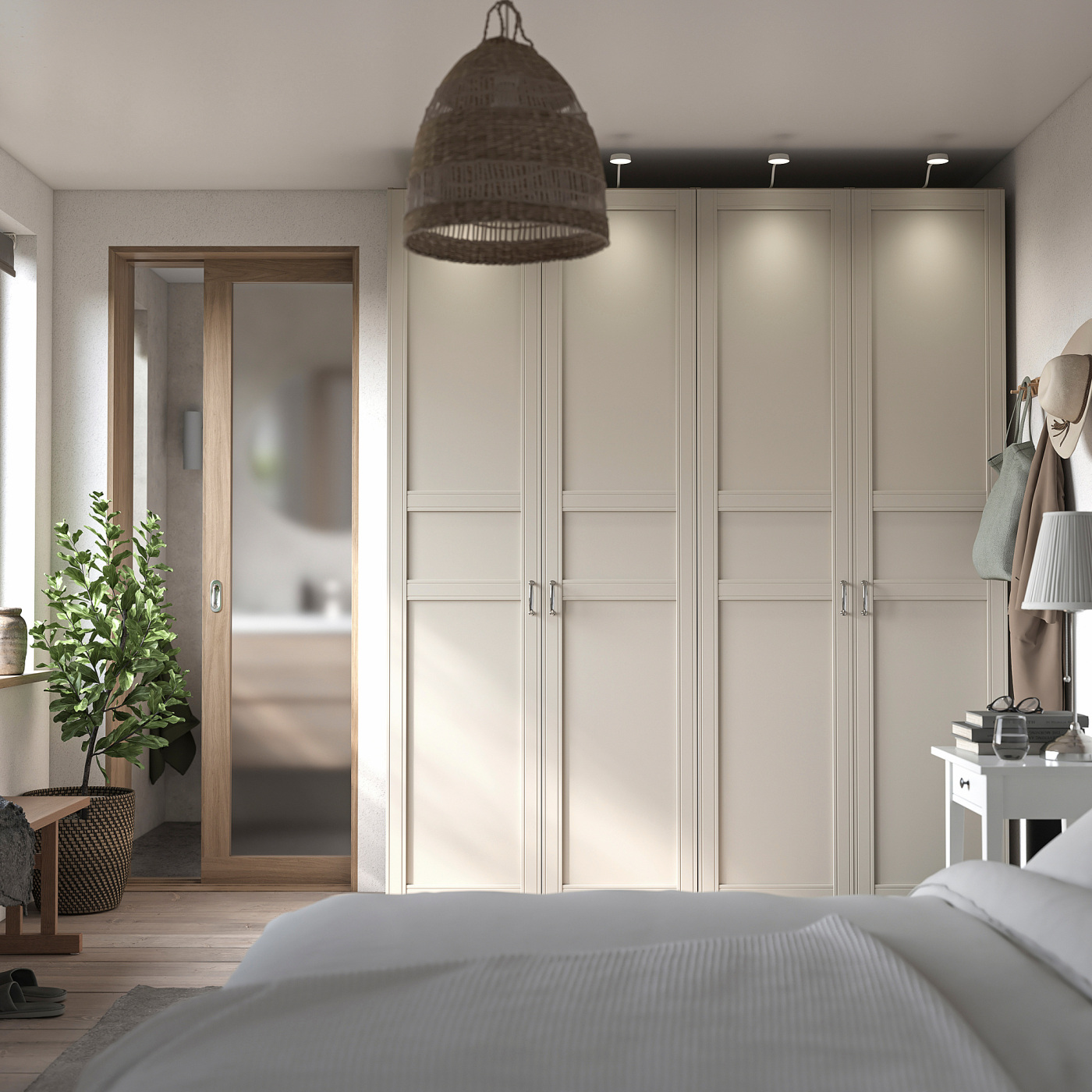 PAX / FLISBERGET wardrobe combination grey-beige/light beige - IKEA