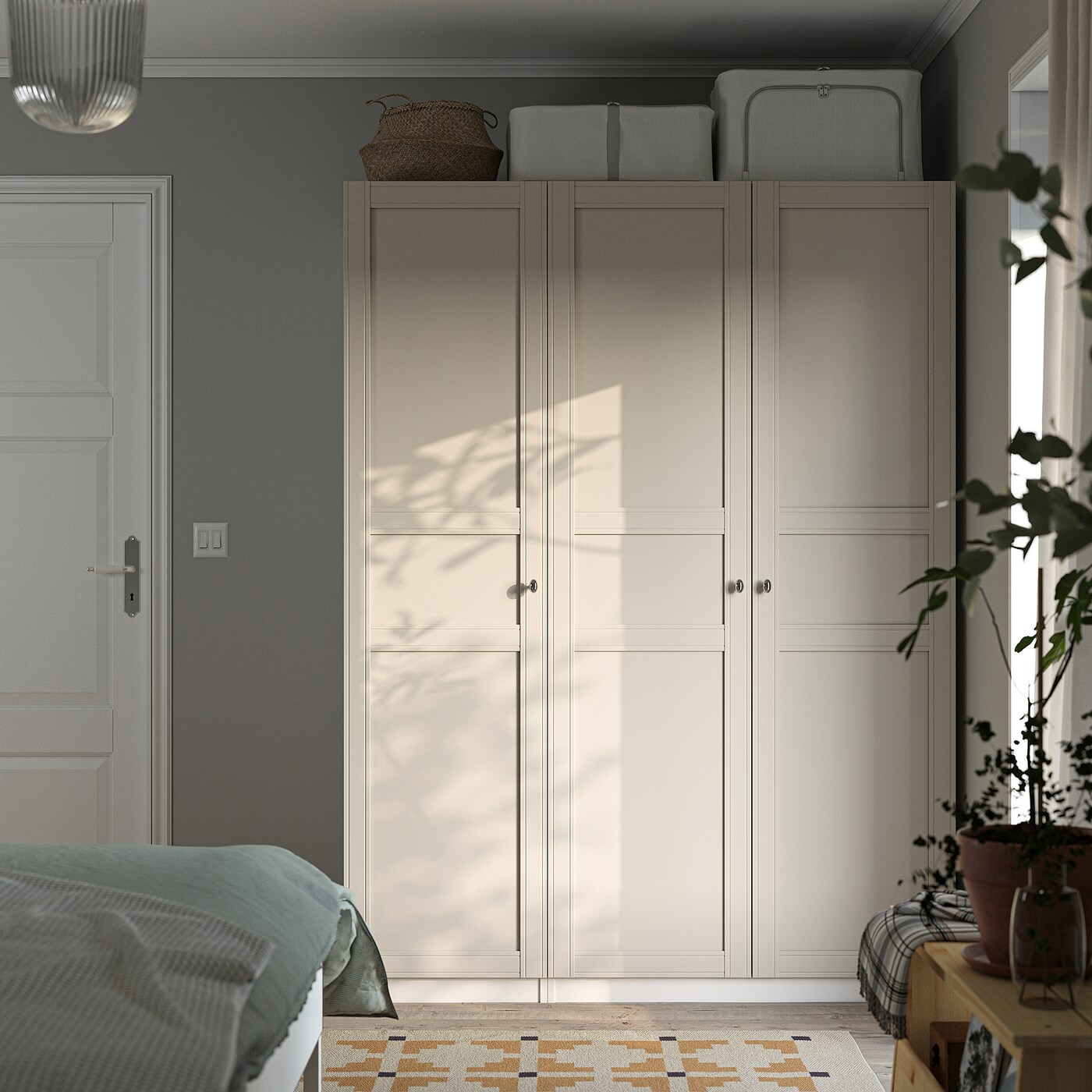 PAX FLISBERGET wardrobe combination white light beige IKEA