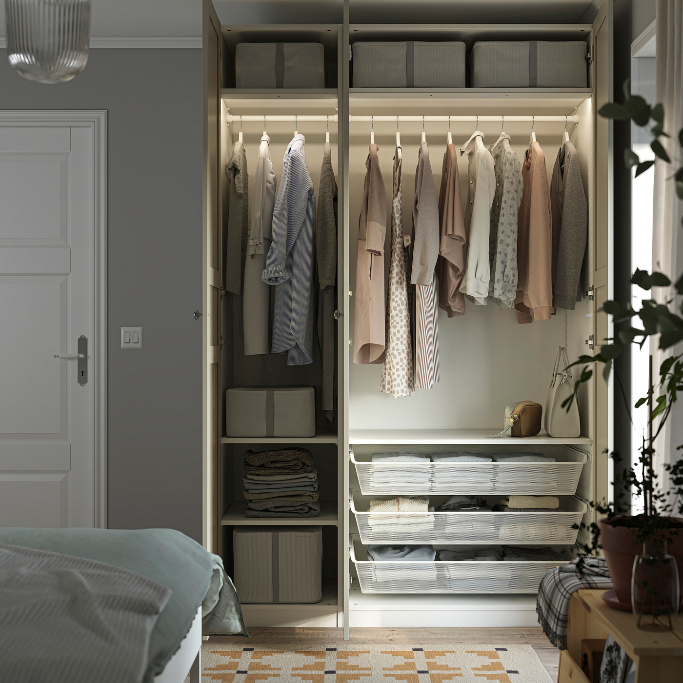 PAX / FLISBERGET wardrobe combination white/light beige - IKEA