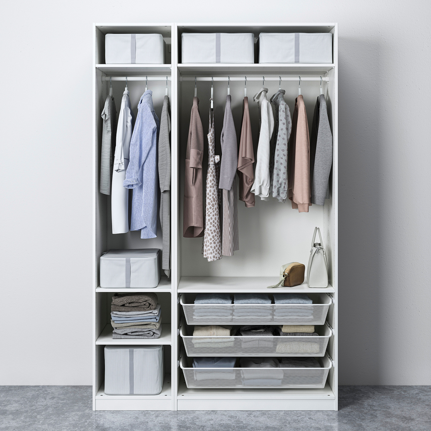 PAX / FLISBERGET wardrobe combination white/light beige - IKEA