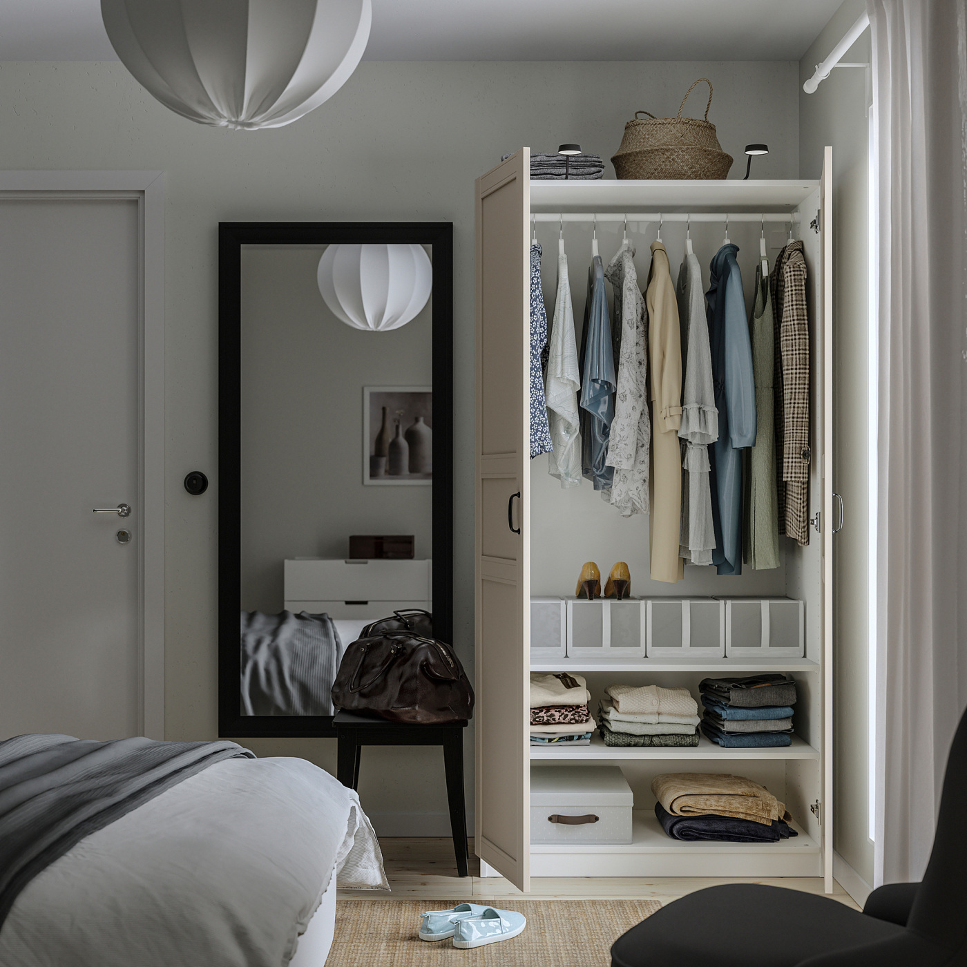 PAX / FLISBERGET wardrobe white/light beige - IKEA
