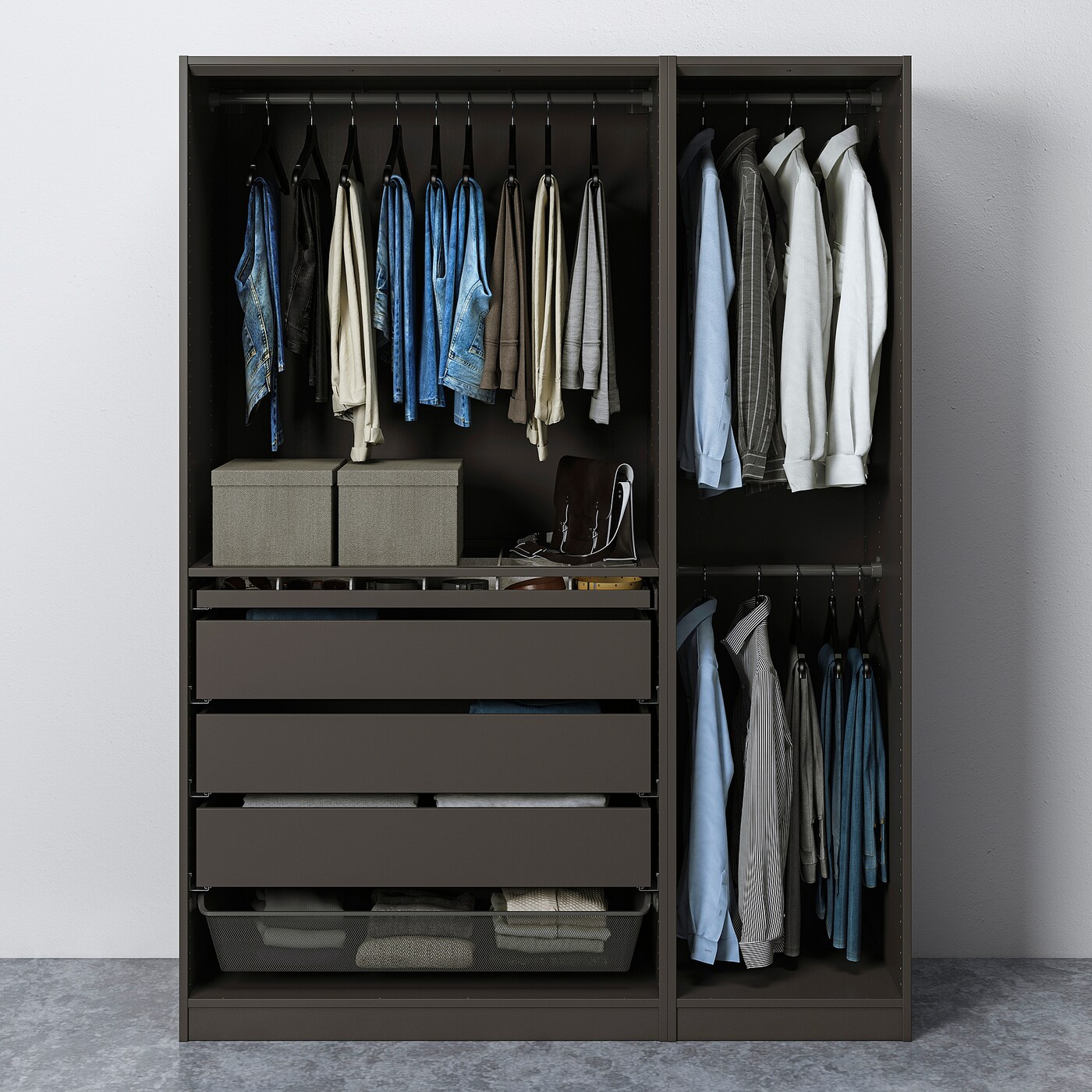 Black and grey wardrobe store