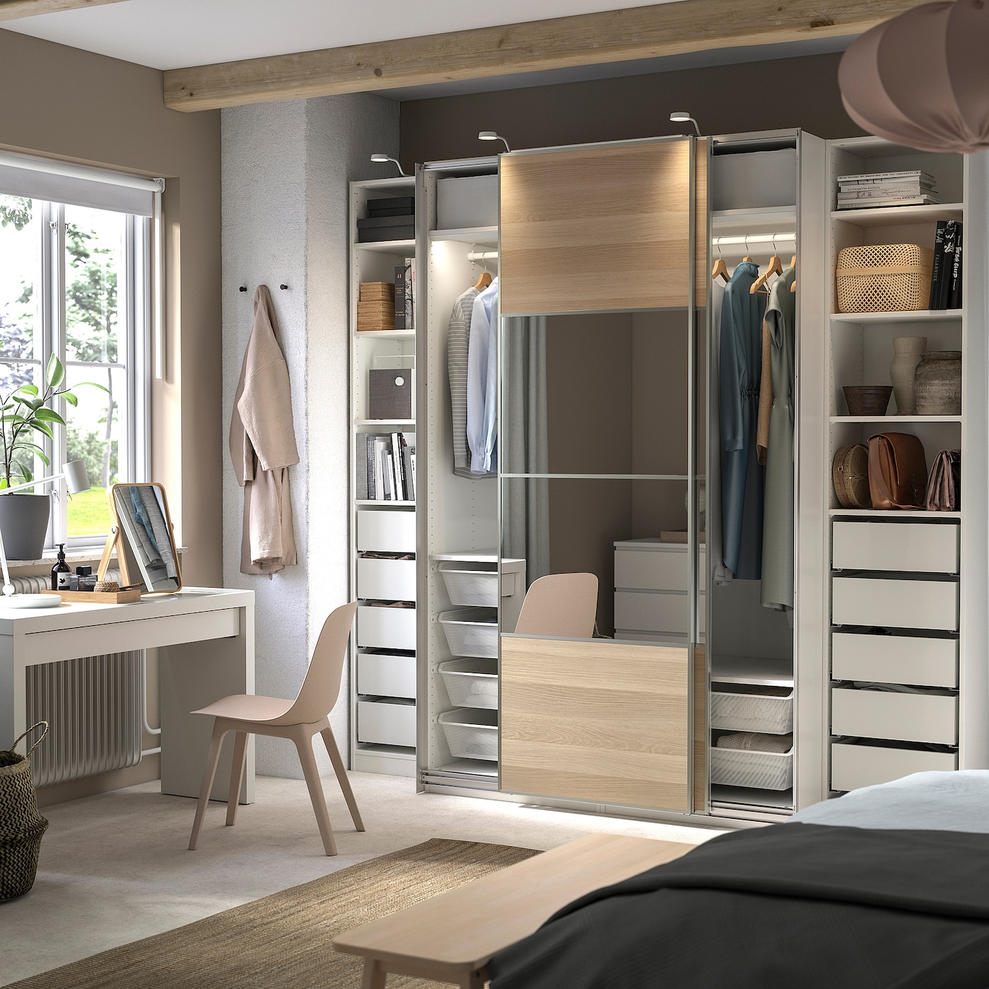 Ikea white closet with mirror store