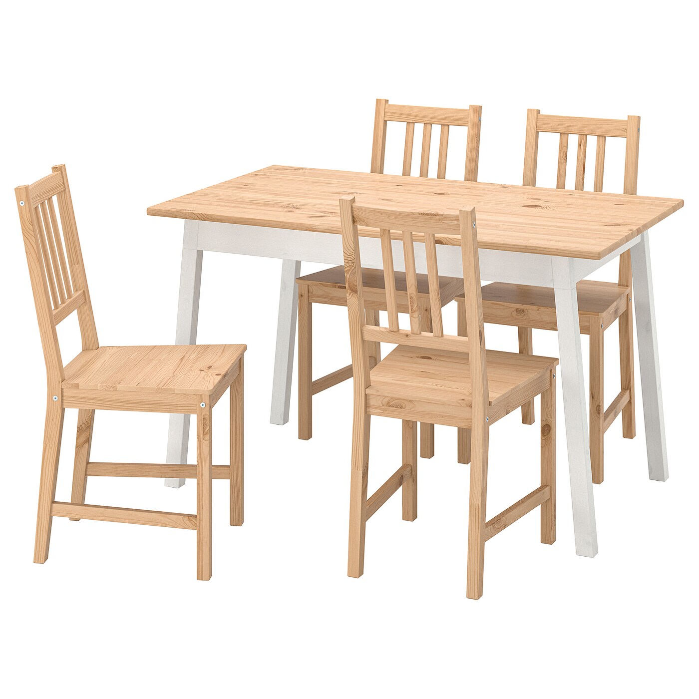 PINNTORP / PINNTORP table and 4 chairs light brown stained white ...