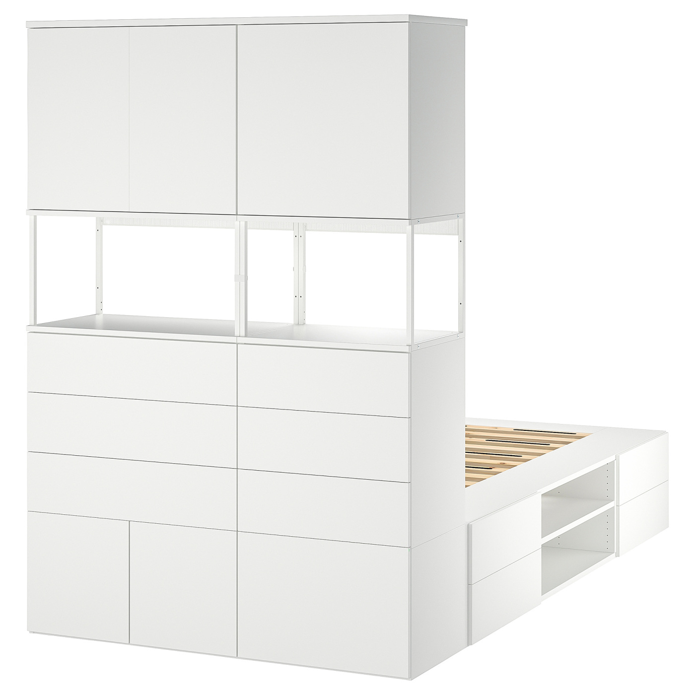 PLATSA bed frame with 6 doors+12 drawers white/Fonnes - IKEA