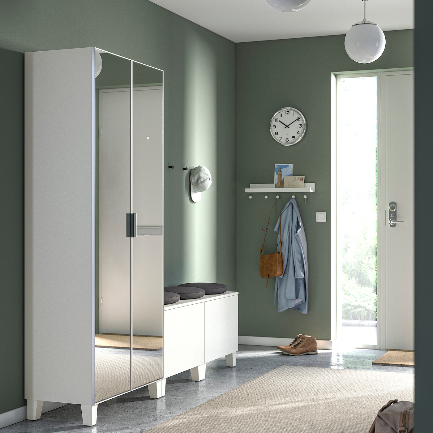 PLATSA wardrobe with 4 doors white STRAUMEN mirror glass FONNES white IKEA