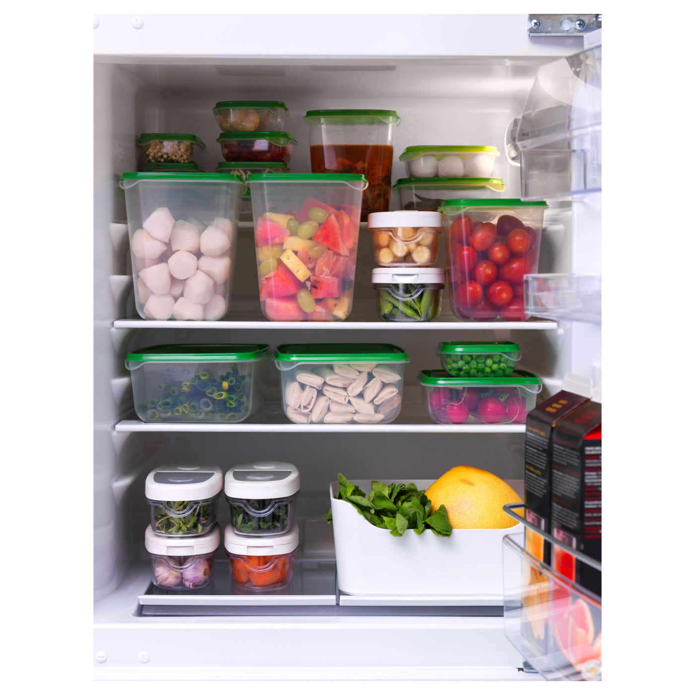 PRUTA food container, set of 17 transparent/green - IKEA