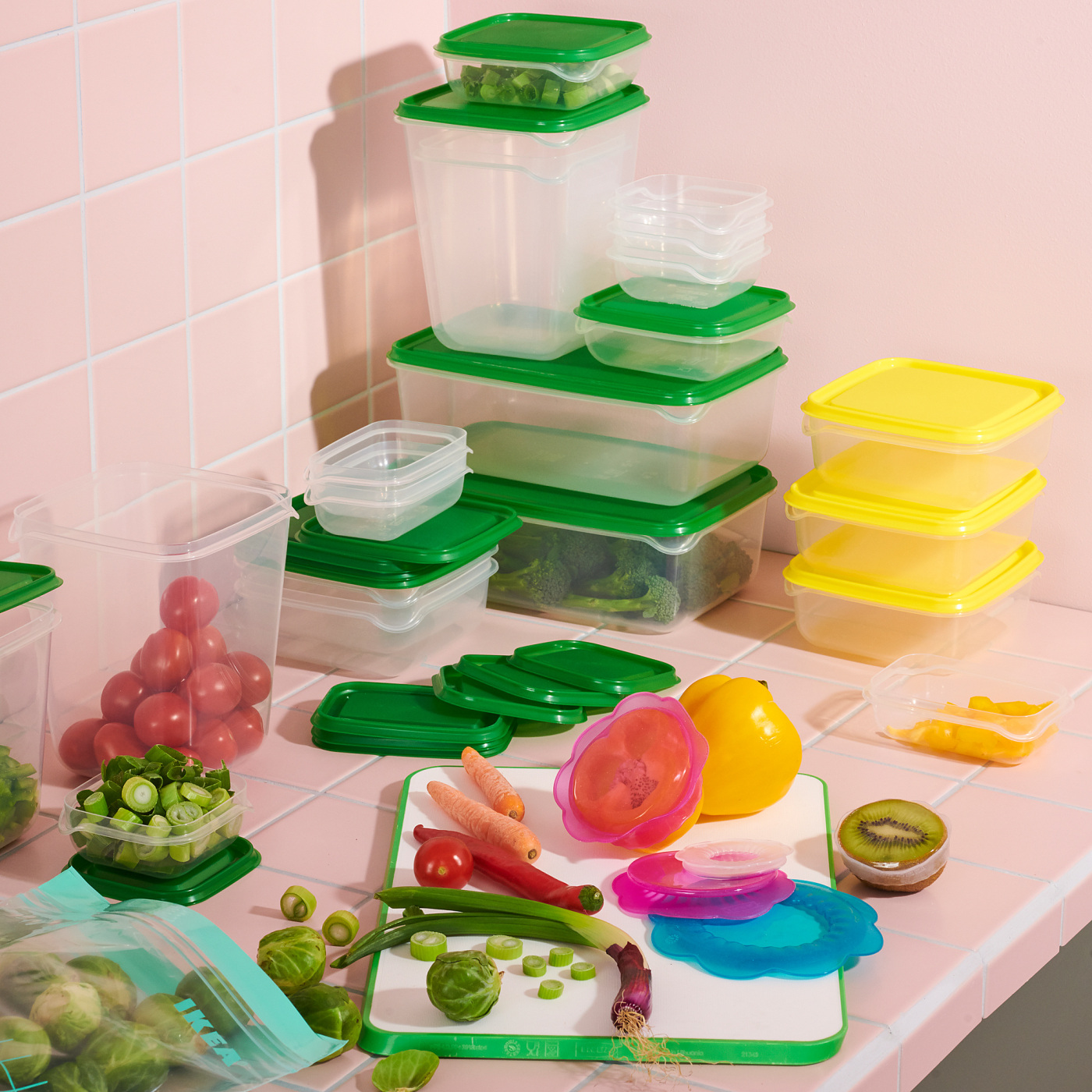 PRUTA food container, set of 17 transparent/green - IKEA