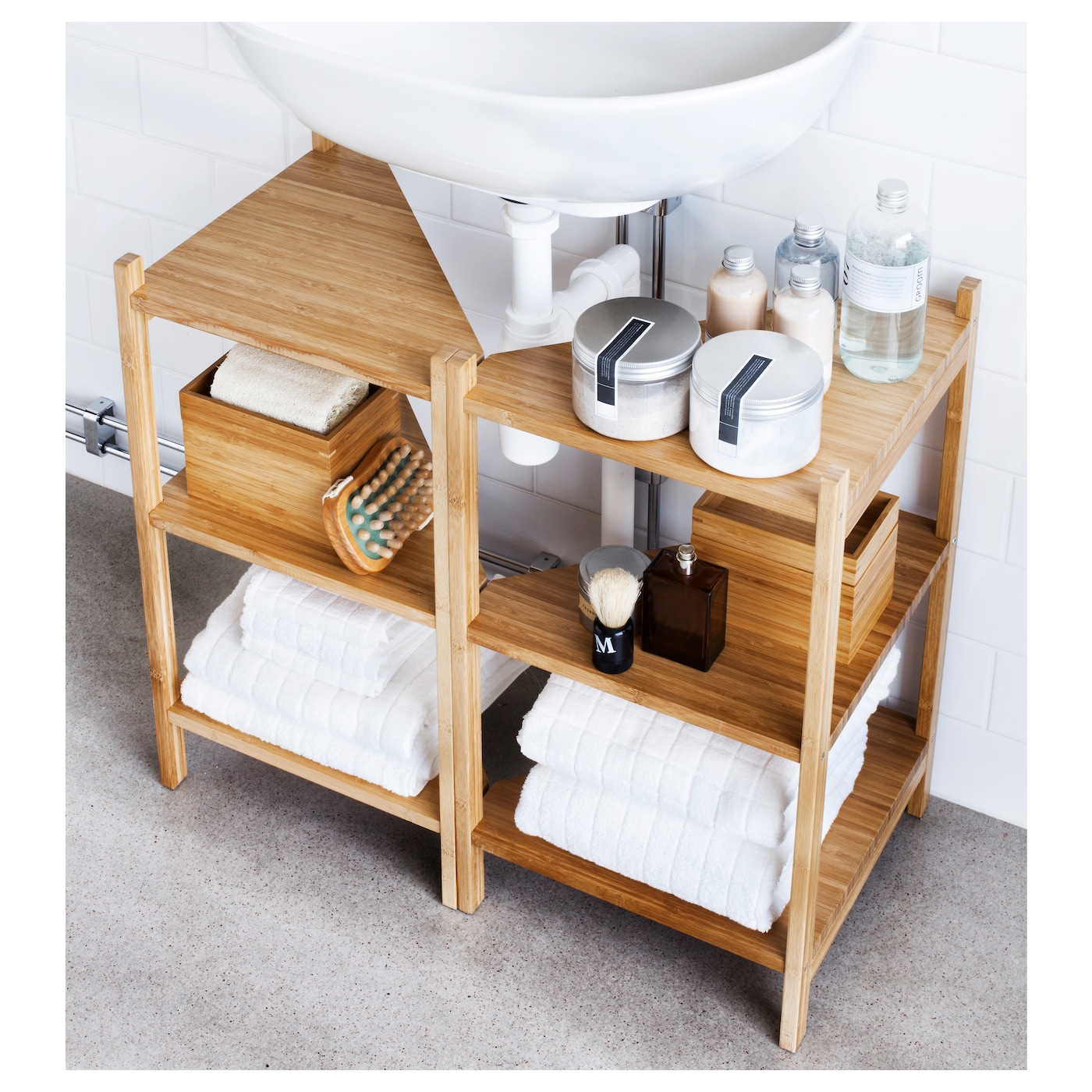 RÅGRUND wash-basin/corner shelf bamboo - IKEA