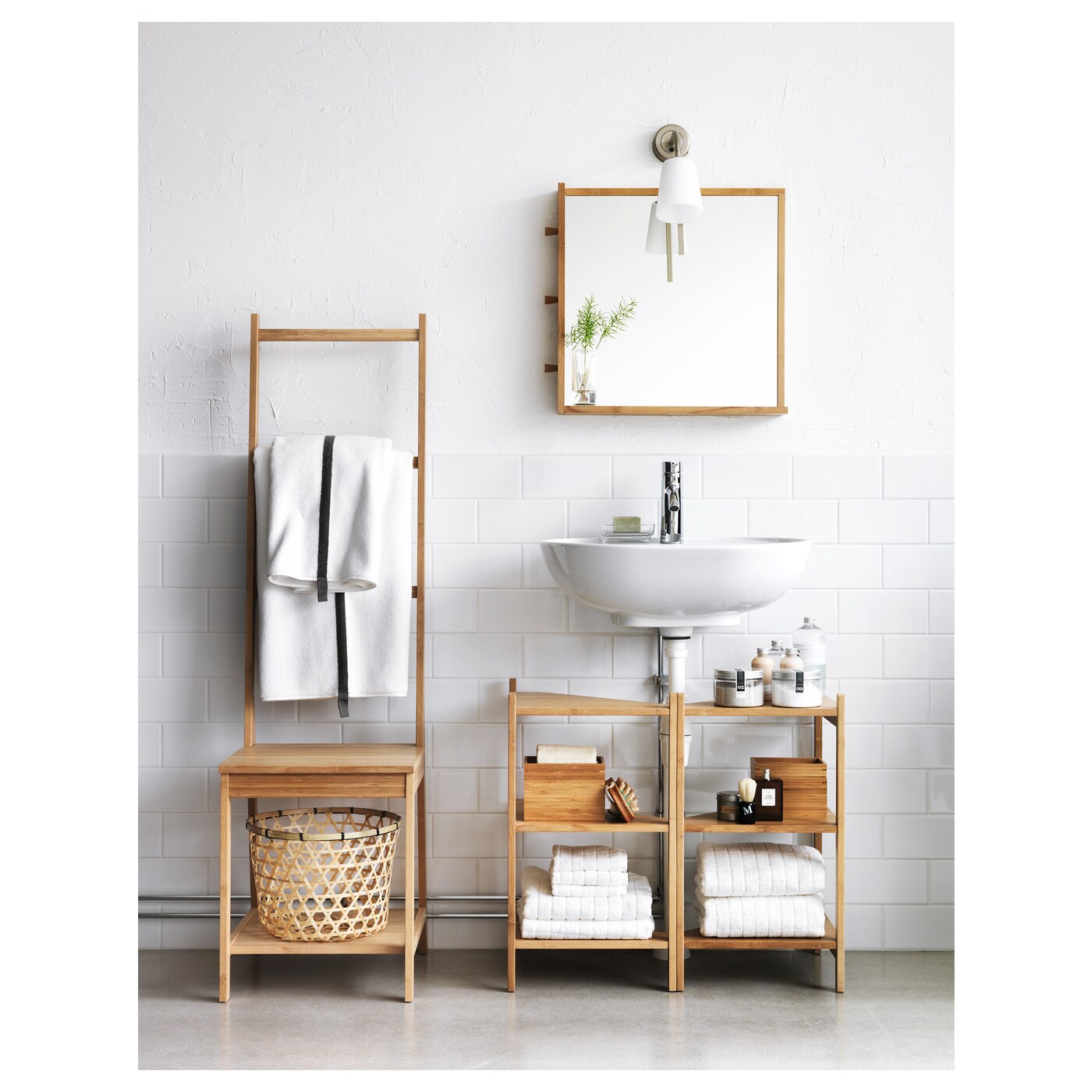 RÅGRUND wash-basin/corner shelf bamboo - IKEA
