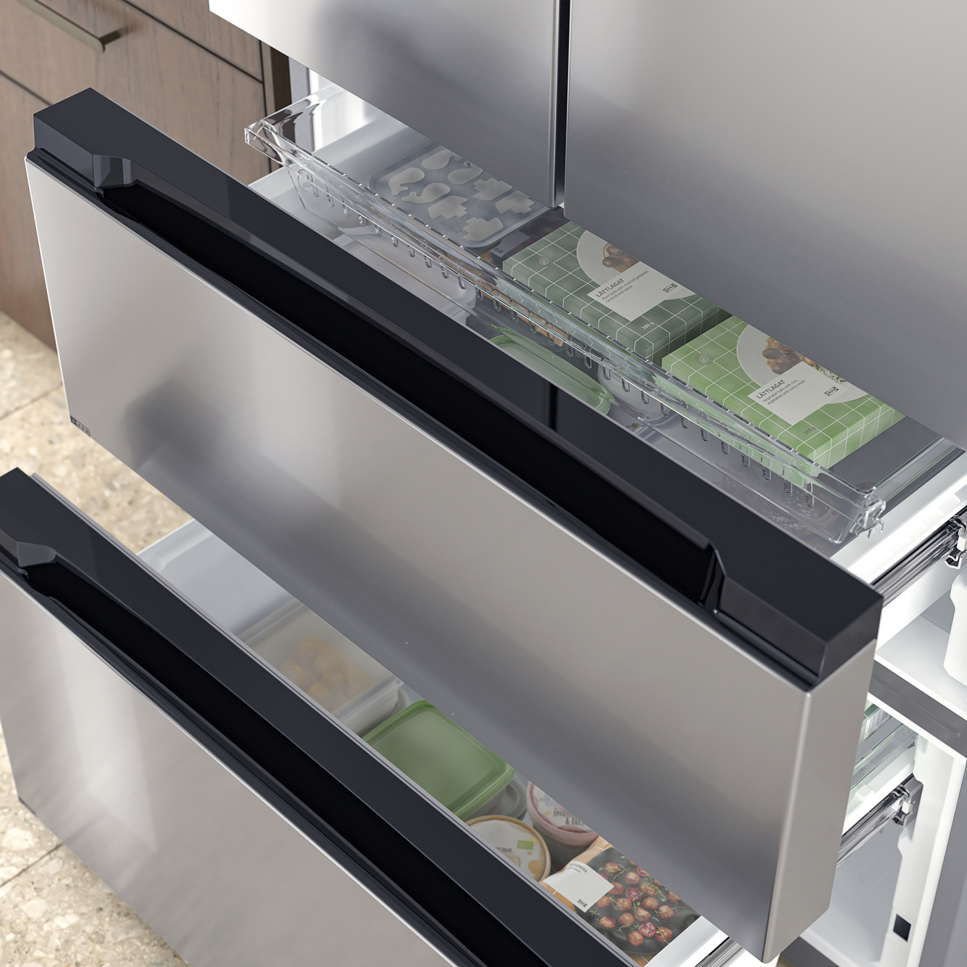 RIBBENÅS French door fridge/freezer IKEA 700 freestanding/stainless ...