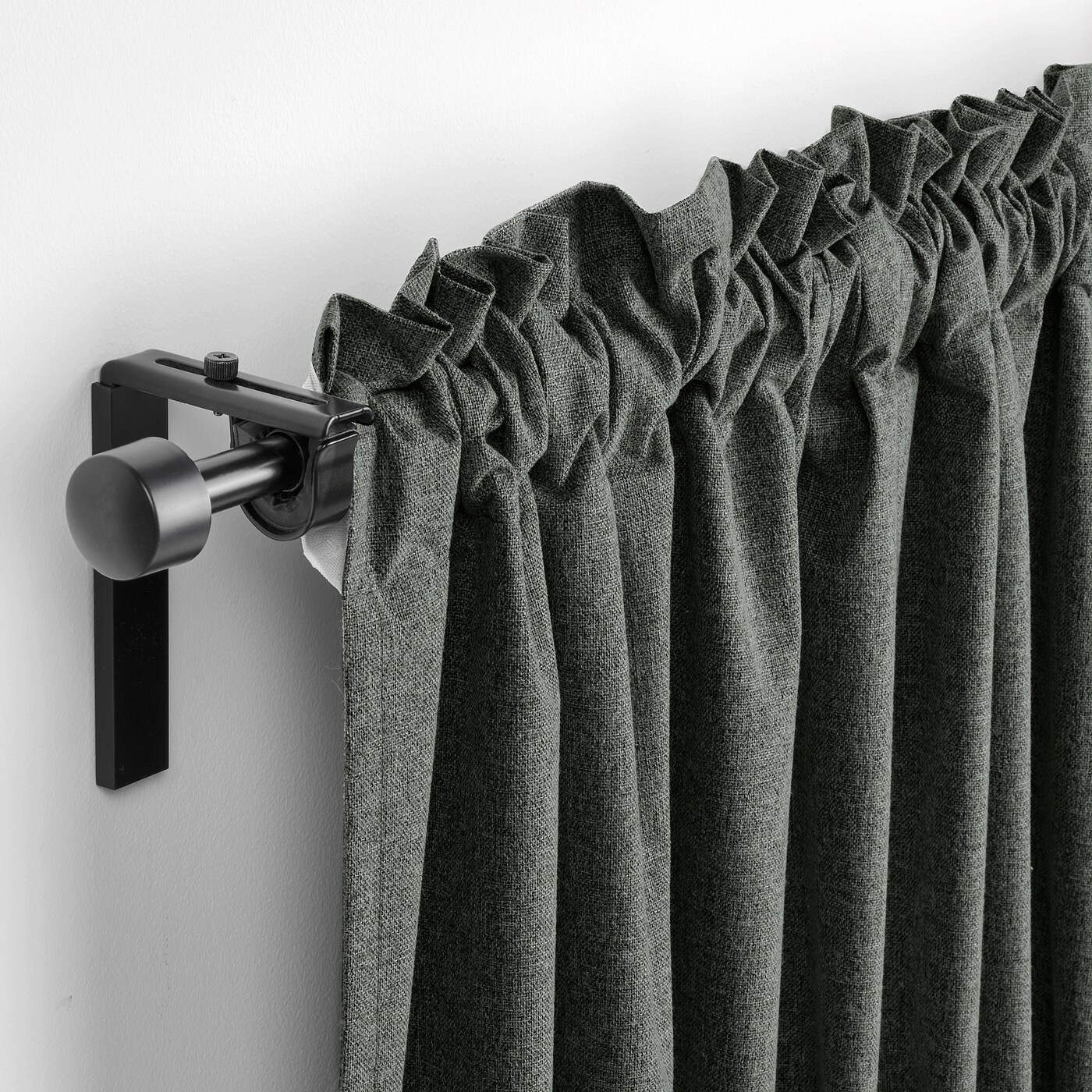 ROSENMANDEL block-out curtains, 1 pair dark green/with heading tape - IKEA