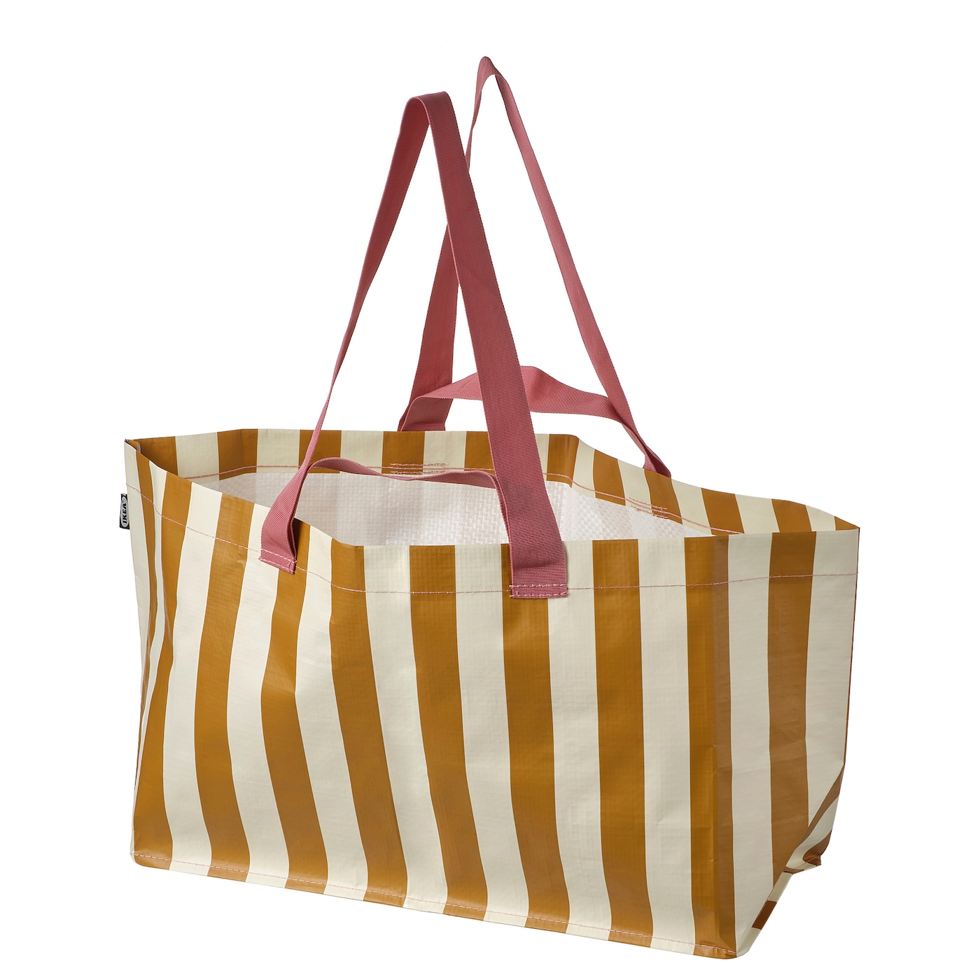 SÄCKKÄRRA carrier bag off-white/yellow-brown/striped - IKEA