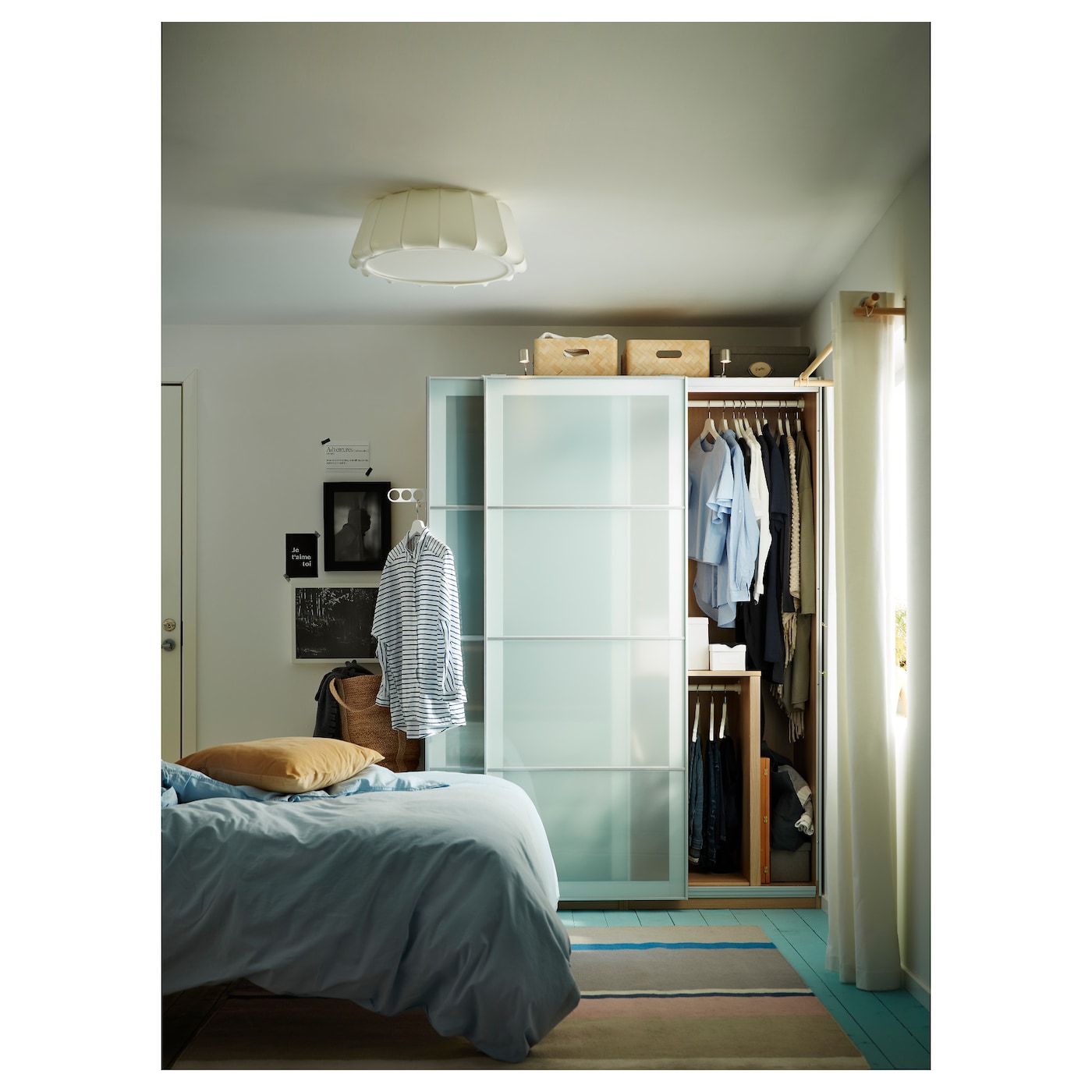 SEKKEN 4 panels for sliding door frame frosted glass IKEA