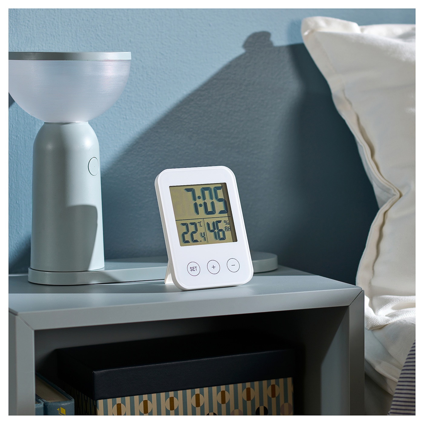 SLÅTTIS clock with hygro-/thermometer white - IKEA