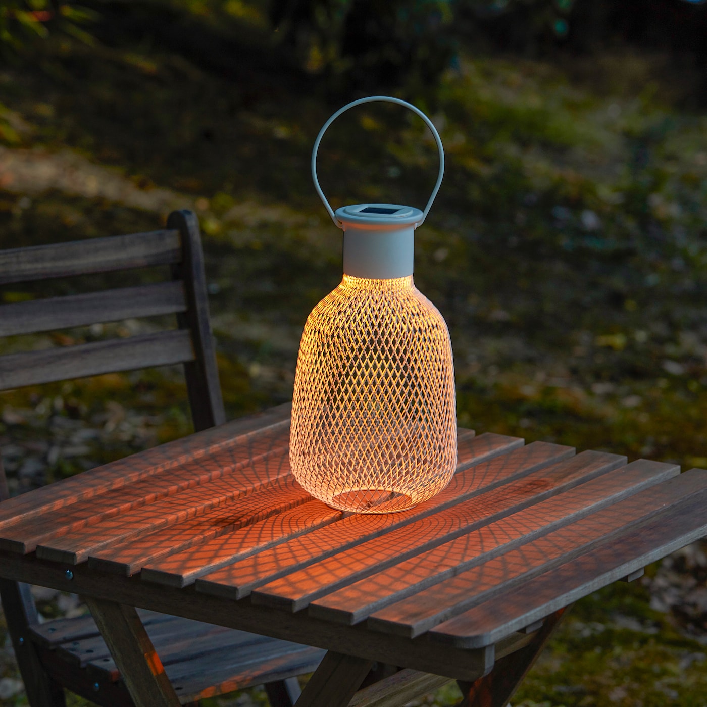 SOLVINDEN LED solar powered lantern outdoor mesh white IKEA