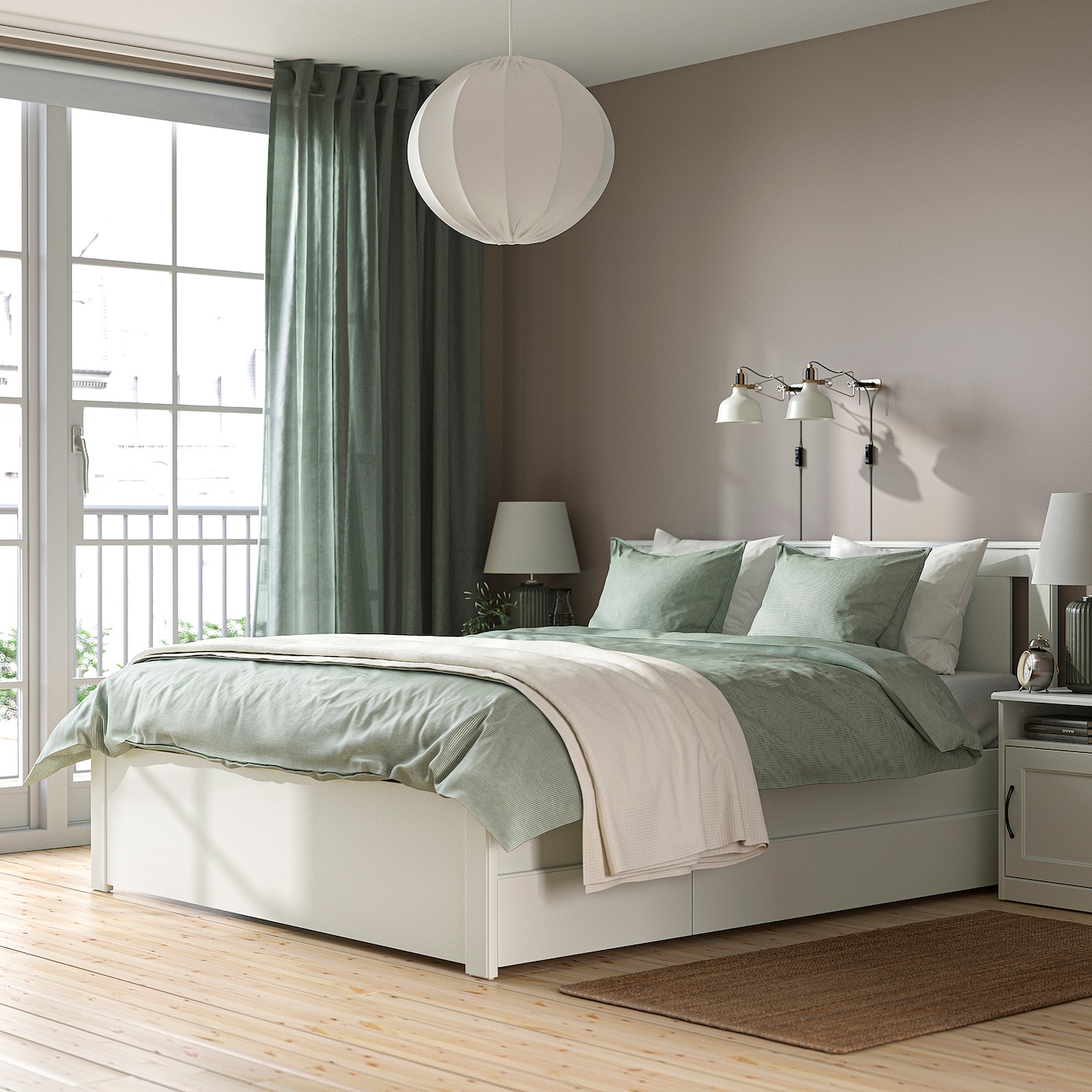 Ikea white platform bed with drawers store