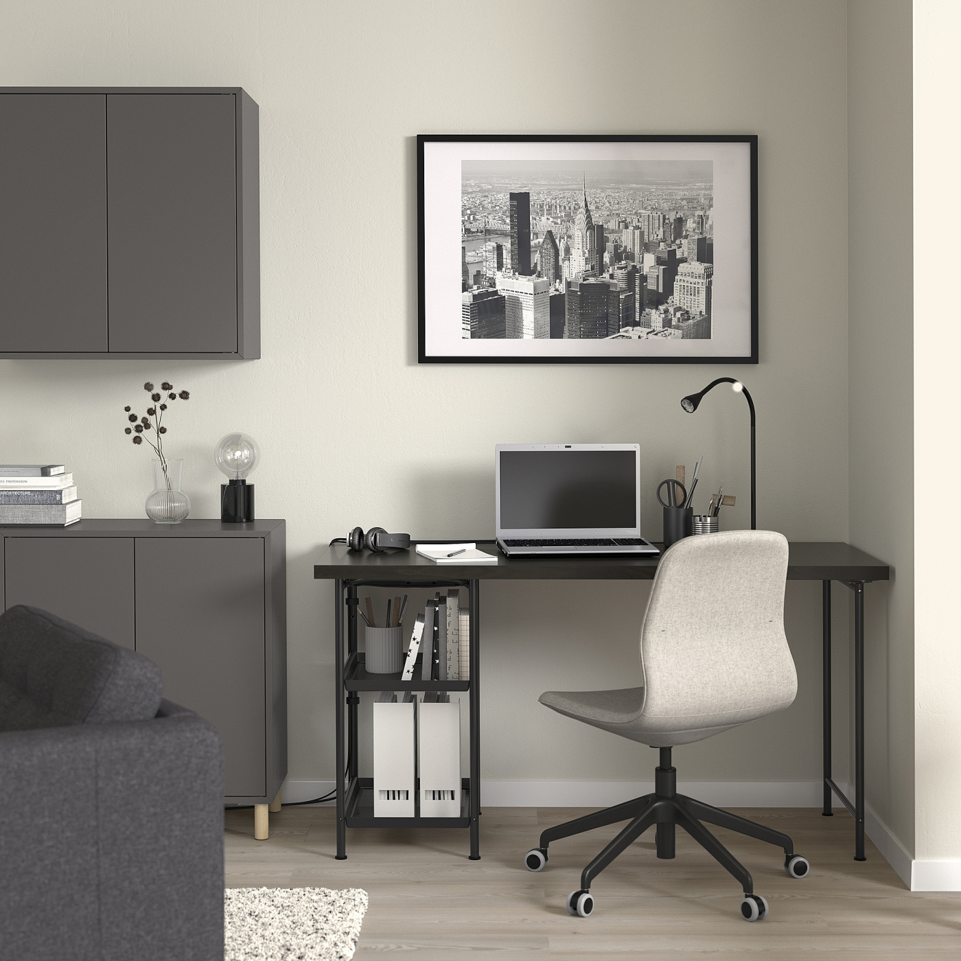 SPÄND table leg with storage black - IKEA