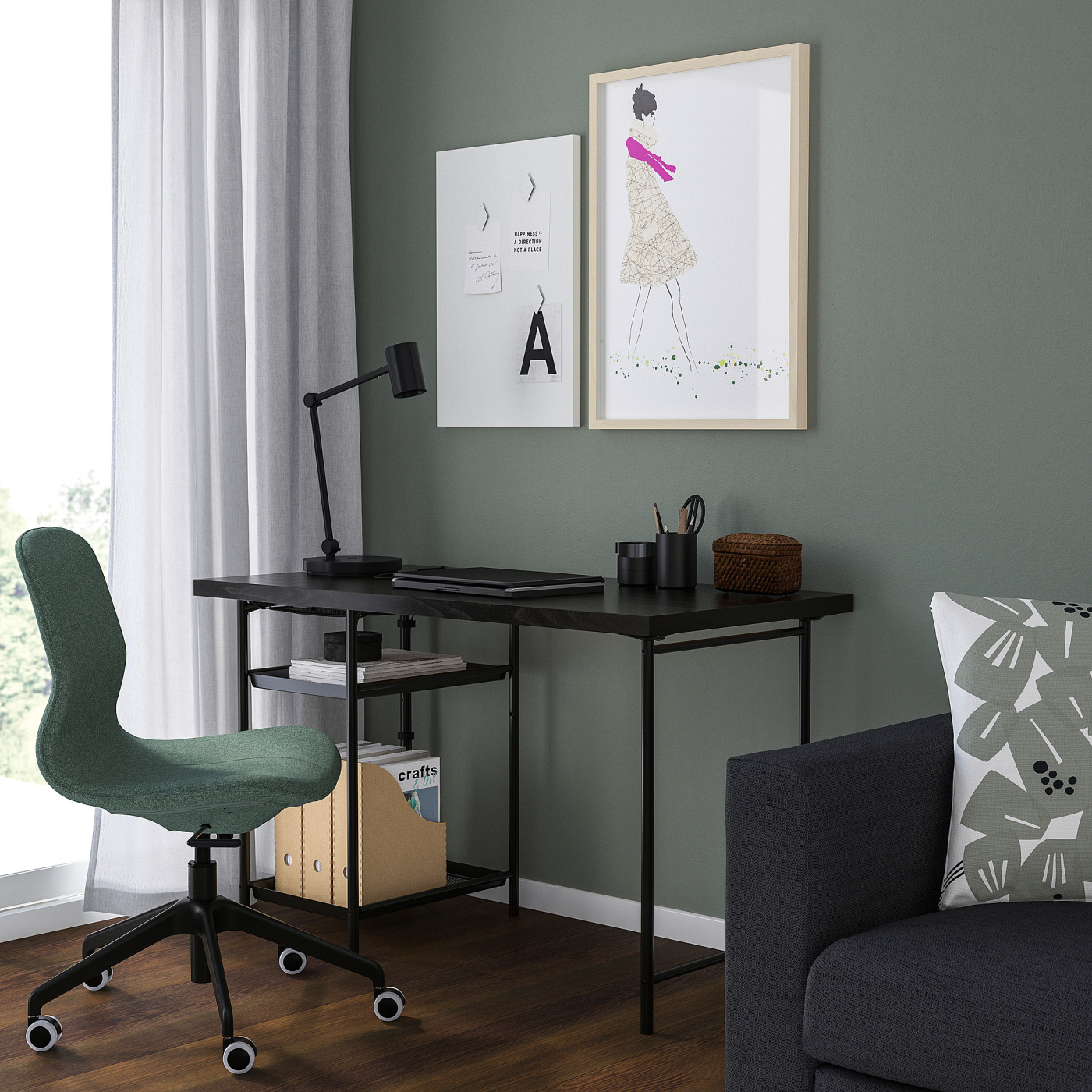 SPÄND table leg with storage black - IKEA