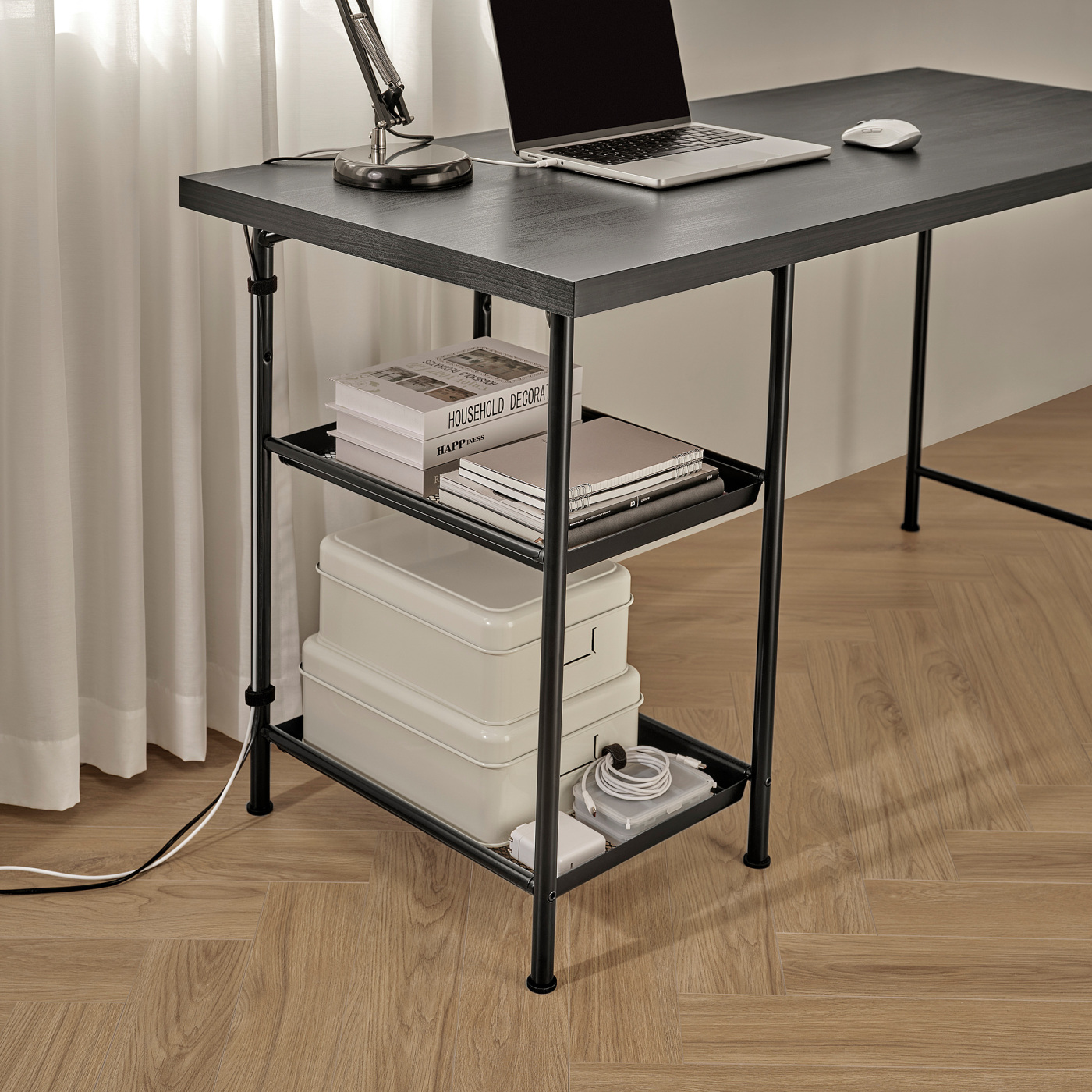 SPÄND table leg with storage black - IKEA