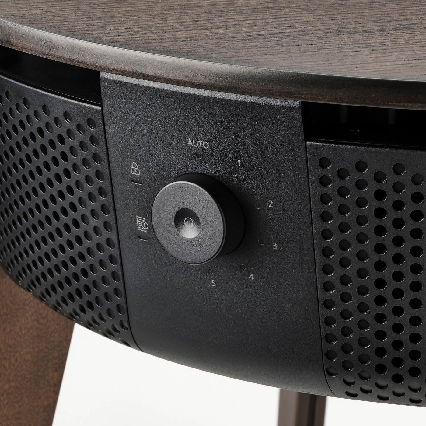 STARKVIND table with air purifier stained oak veneer/dark brown smart ...