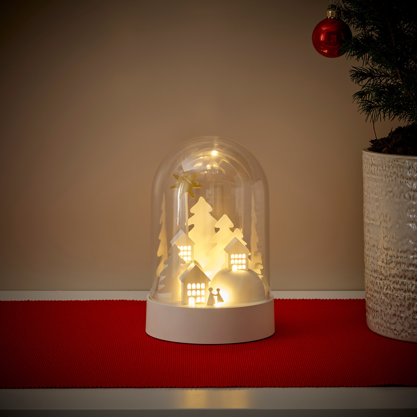 STRÅLA LED table lamp battery-operated dome/village white - IKEA