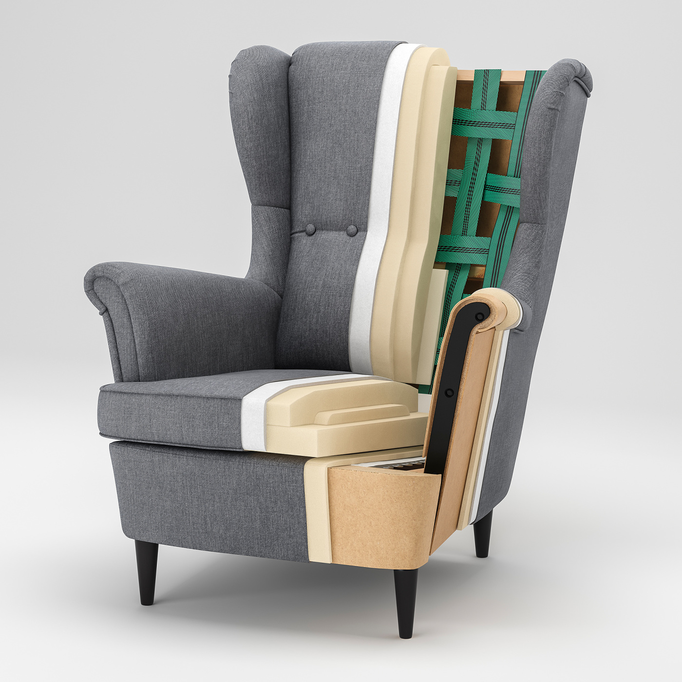 STRANDMON wing chair Nordvalla dark grey - IKEA