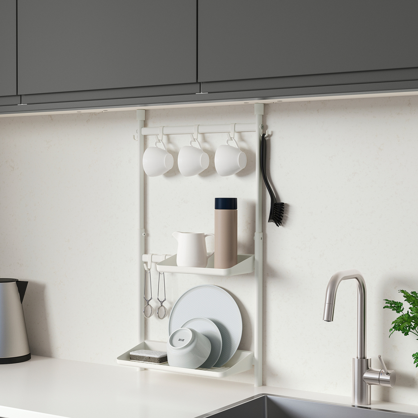 SUNNERSTA kitchen organiser set no drill/shelf/dish drnr/hook - IKEA