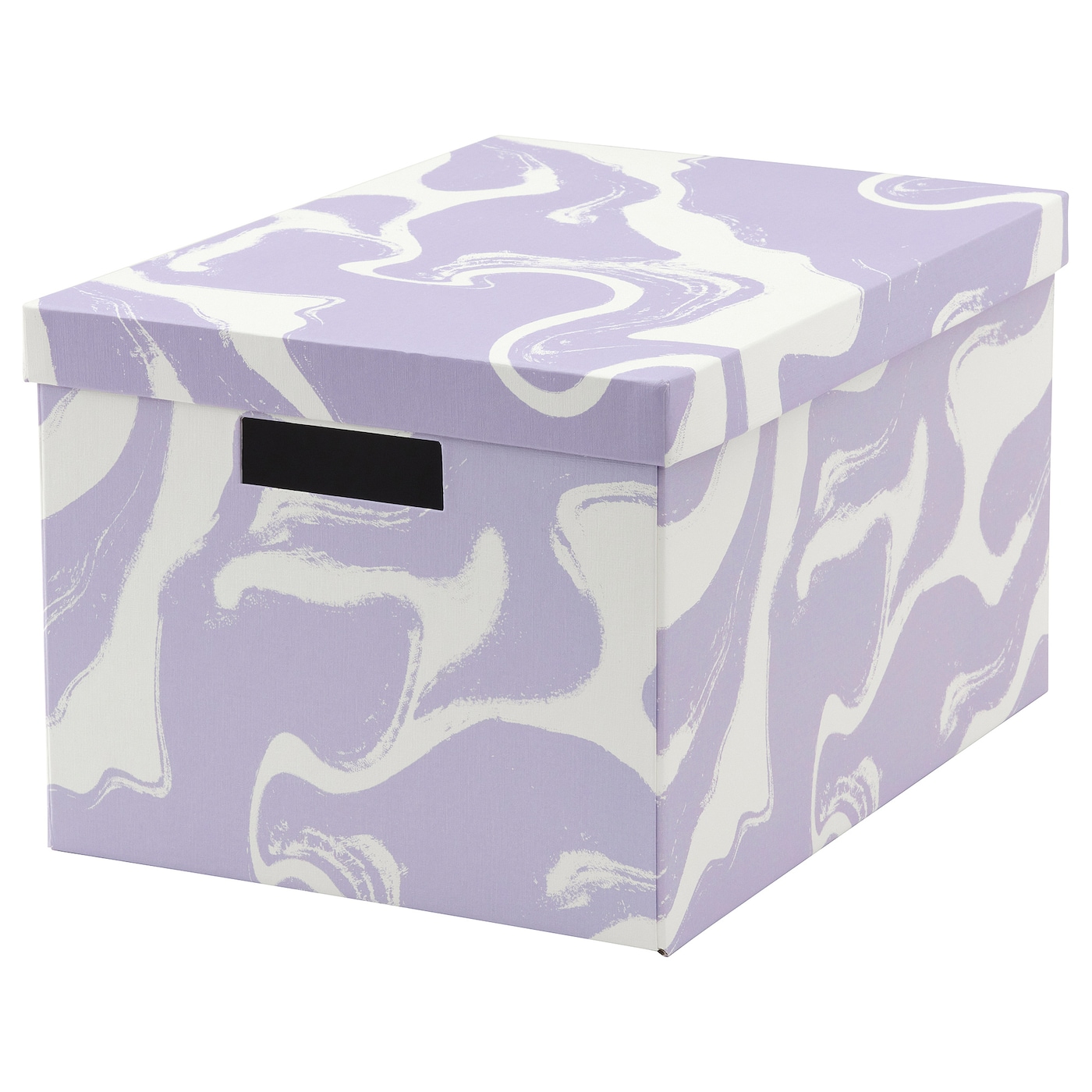 TJENA storage box with lid patterned/lilac white - IKEA