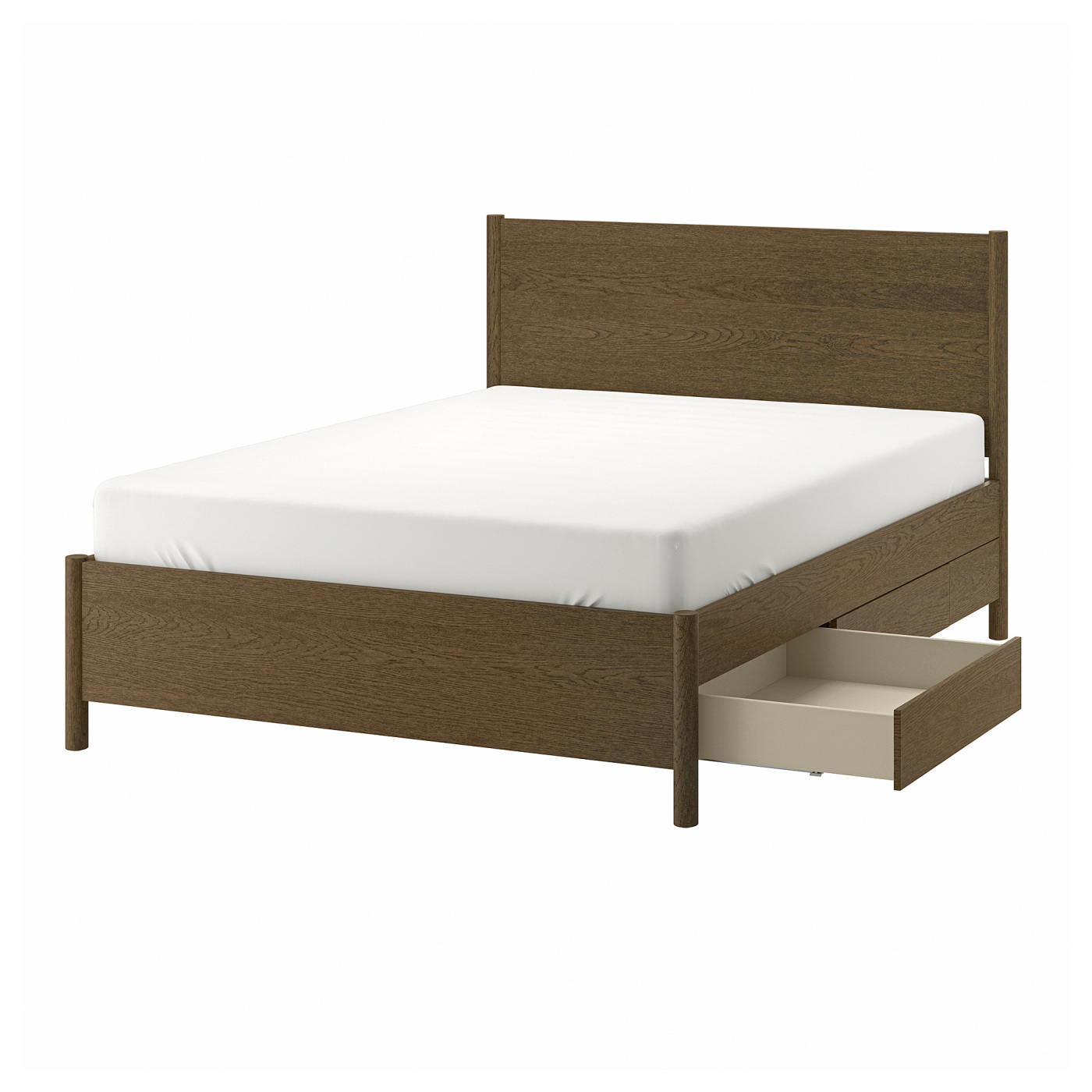 TONSTAD bed frame with storage brown stained oak veneer/Lönset - IKEA