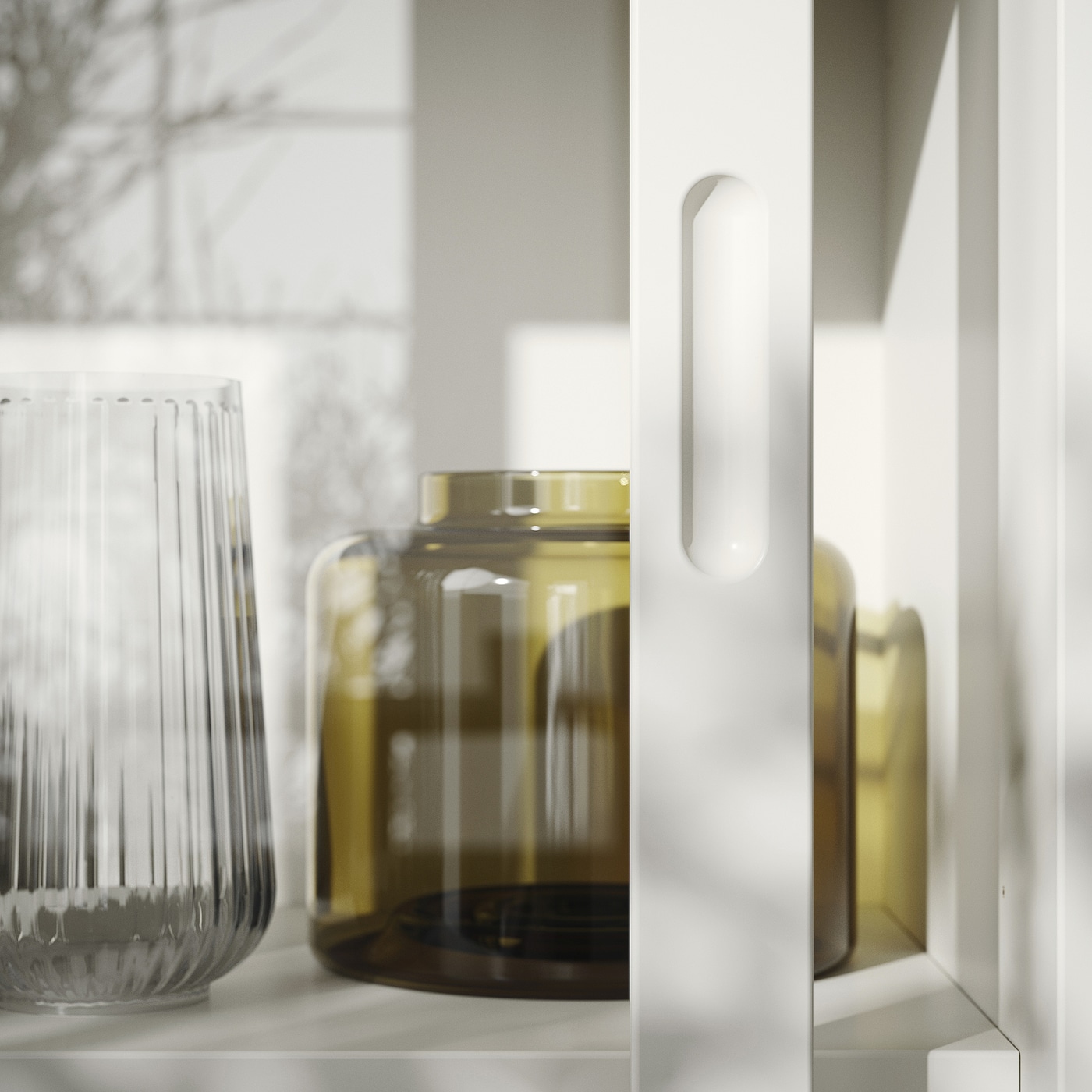 TONSTAD TV storage combination off-white/clear glass - IKEA