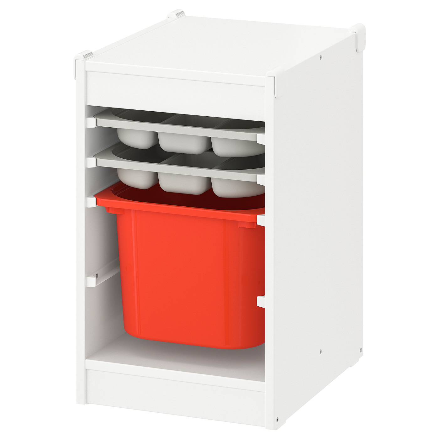 TROFAST storage combination with box/trays white grey/orange - IKEA