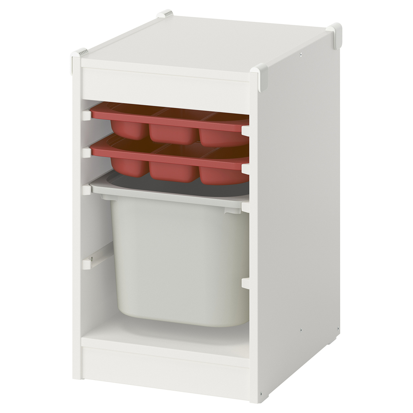 TROFAST storage combination with box/trays white red/grey - IKEA
